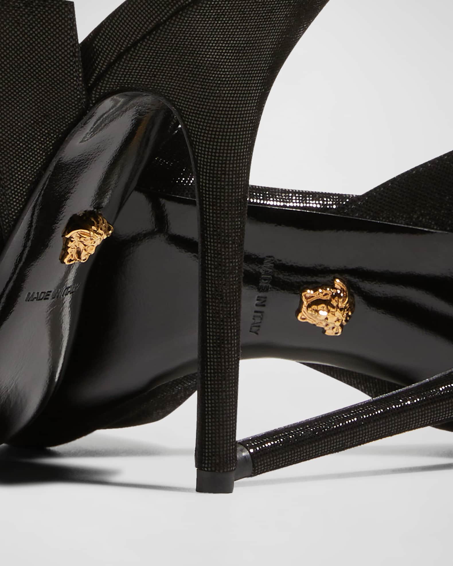 Versace Safety Pin Ankle-Strap Sandals | Neiman Marcus