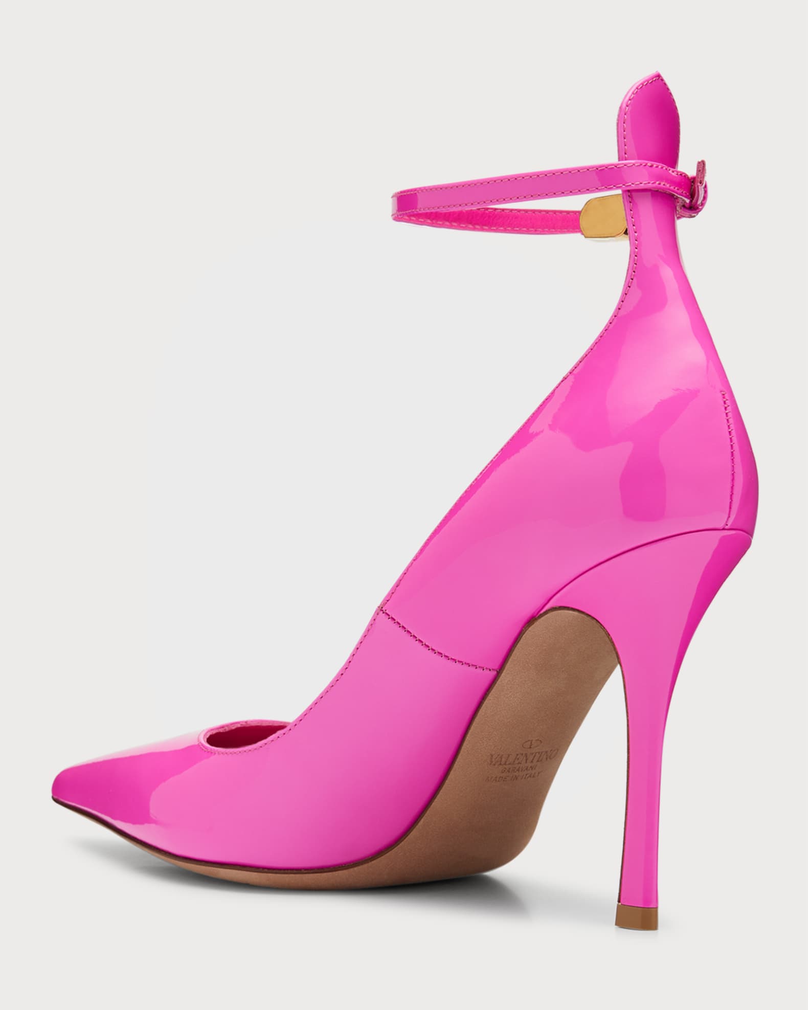 Valentino Garavani Tango Patent V Logo Ankle-Strap Pumps | Neiman Marcus