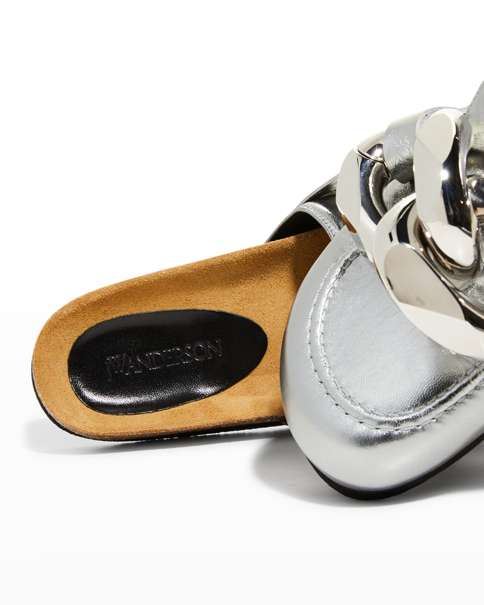 JW Anderson Chunky Metallic Chain Slide Mules | Neiman Marcus