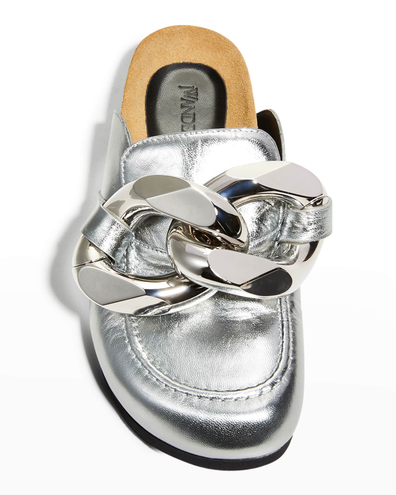 JW Anderson Chunky Metallic Chain Slide Mules | Neiman Marcus