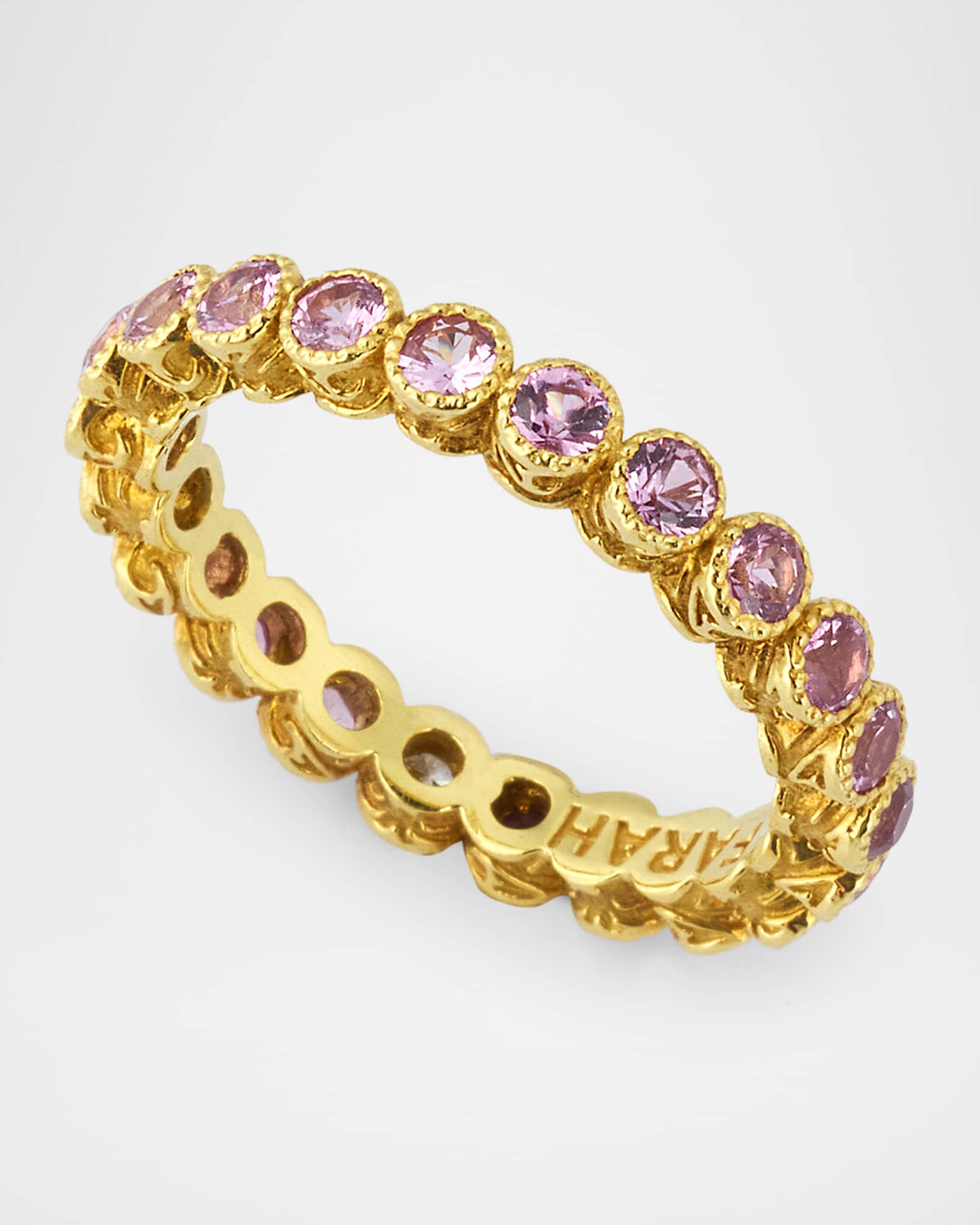 Tanya Farah 18K Yellow Gold Modern Etruscan Pink Sapphire Stack Ring, Size 6.5 | Neiman Marcus