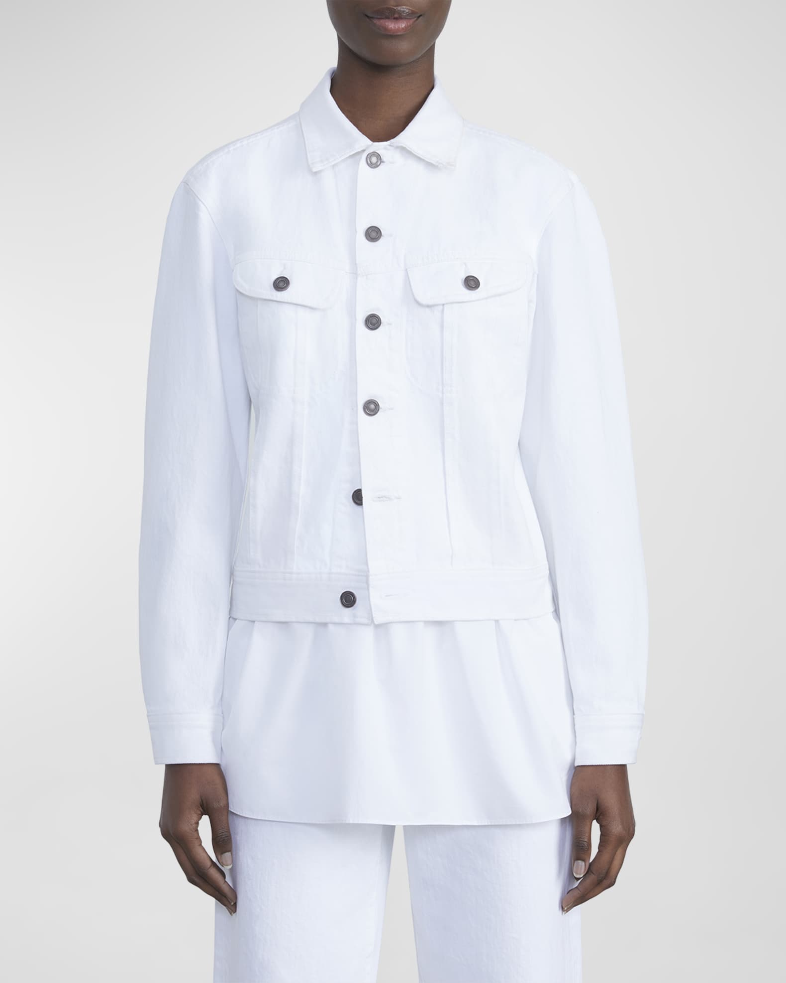 Lafayette 148 New York L148 Tailored Button-Down Denim Jacket | Neiman Marcus