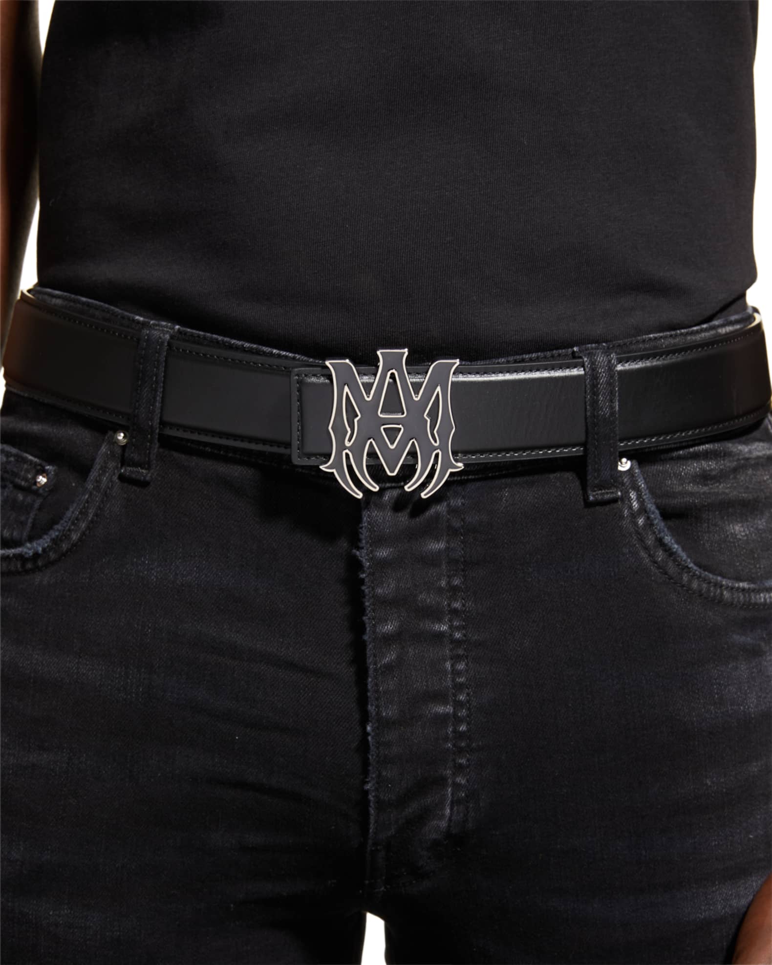 Amiri Men's M.A. Buckle Leather Belt | Neiman Marcus