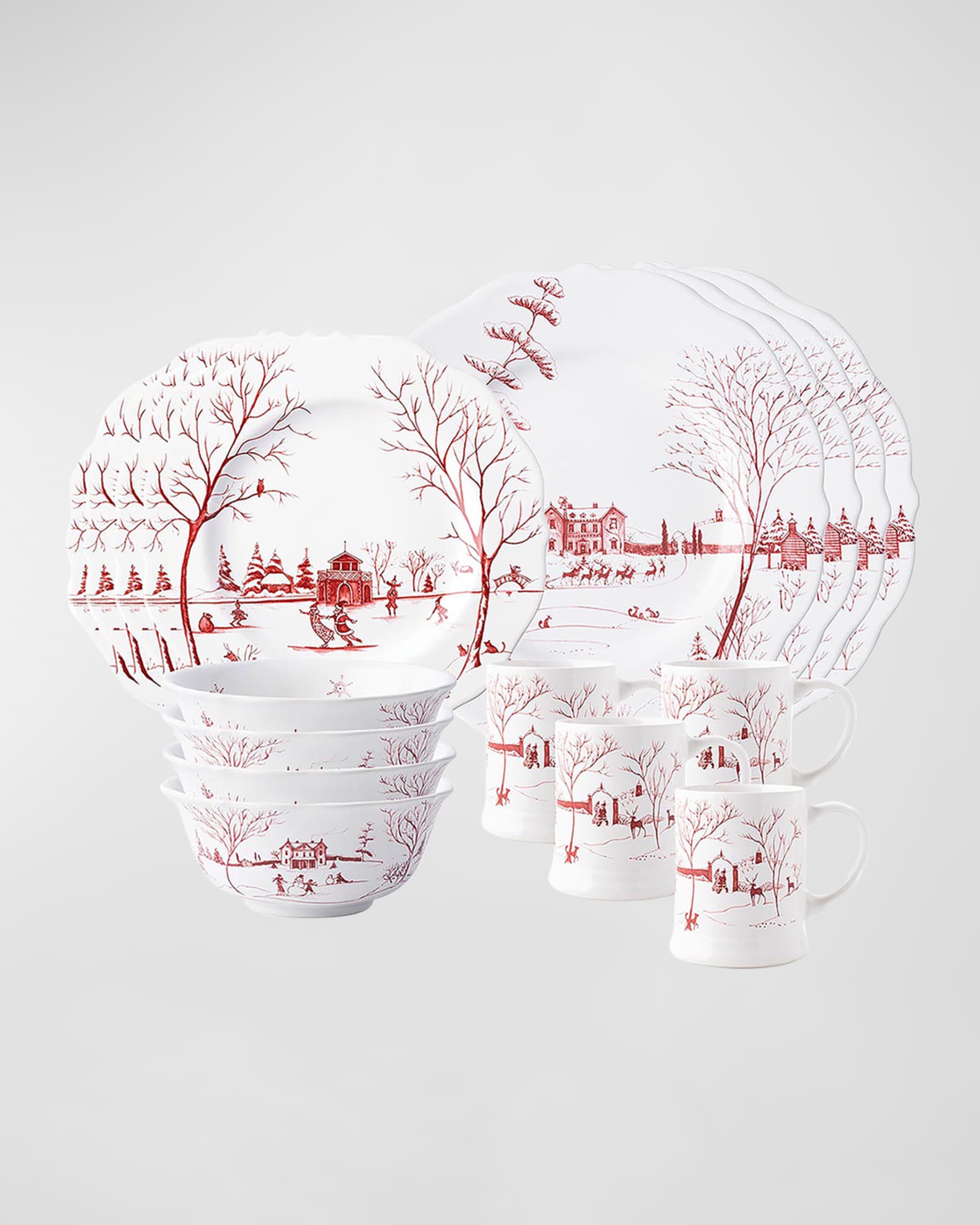 Juliska 16-Piece Country Estate Winter Frolic Ruby Dinnerware Set ...