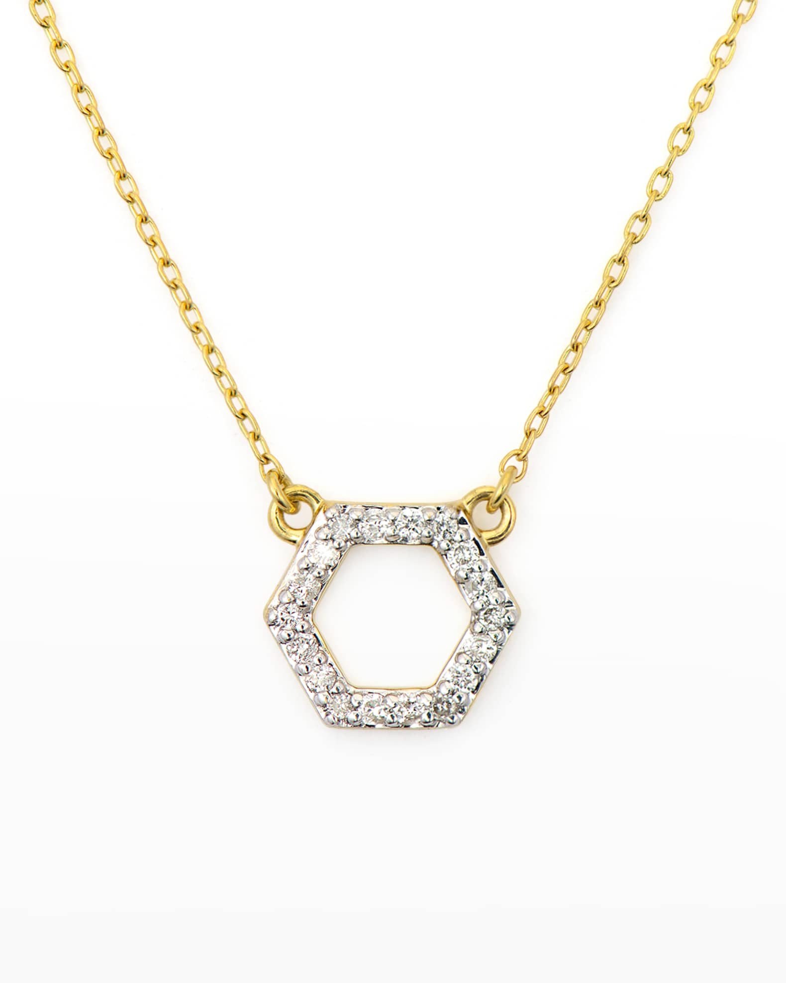 Jude Frances Petite Hexagon Diamond Station Necklace | Neiman Marcus
