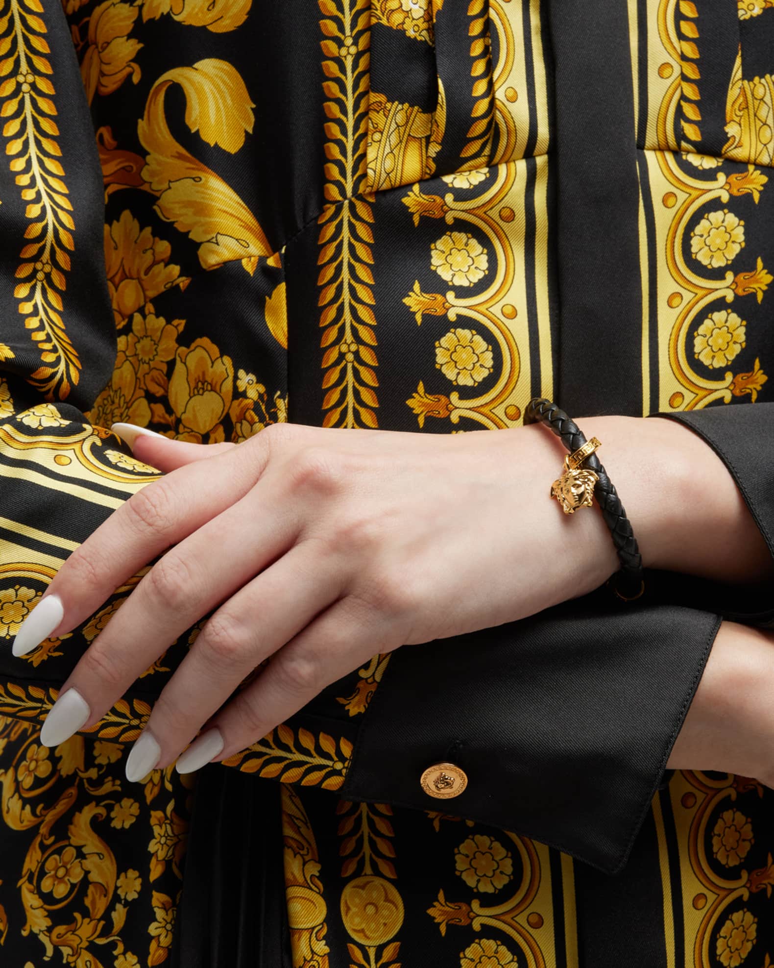 Versace Medusa Leather Bracelet | Neiman Marcus