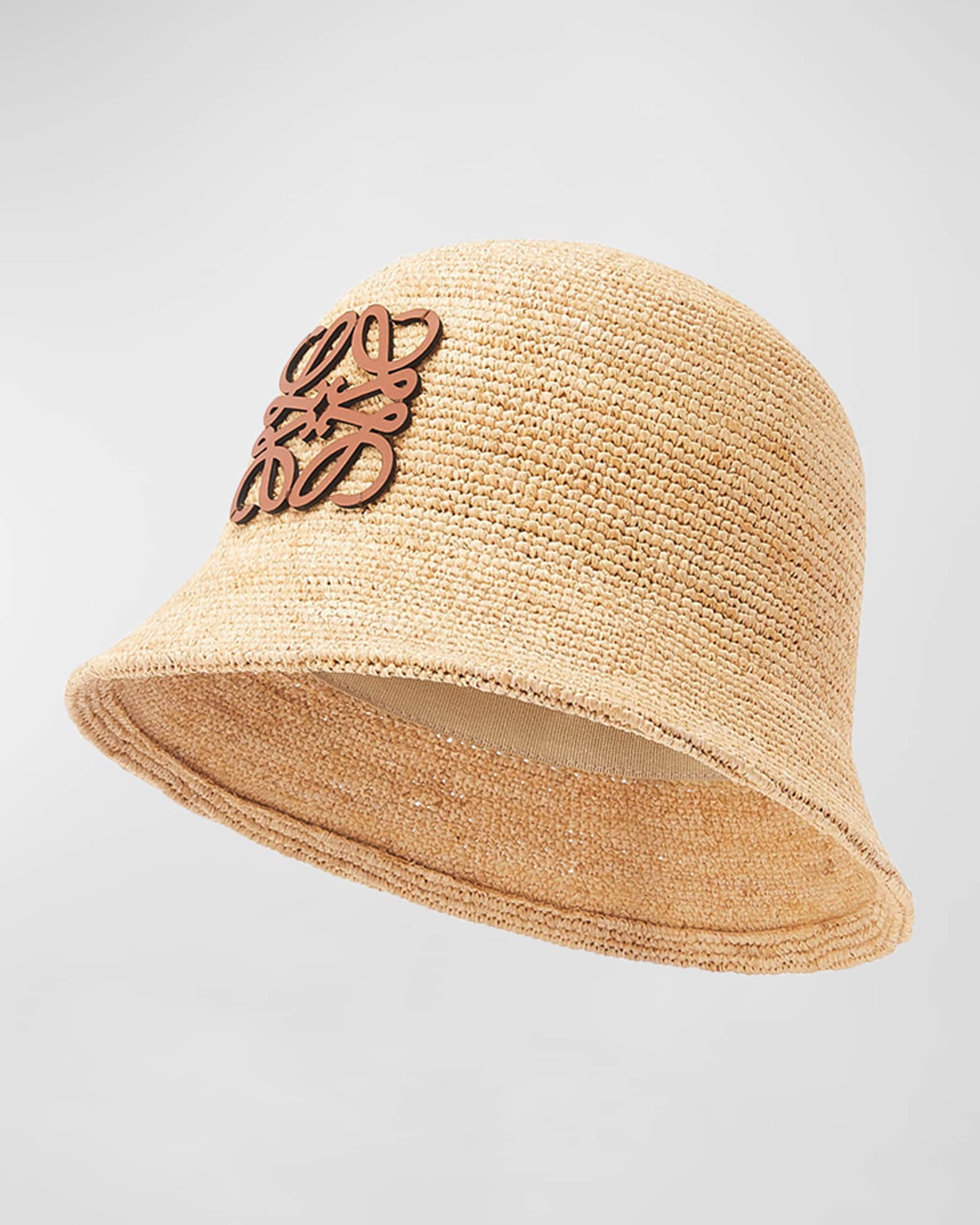 Loewe Anagram Raffia Bucket Hat | Neiman Marcus