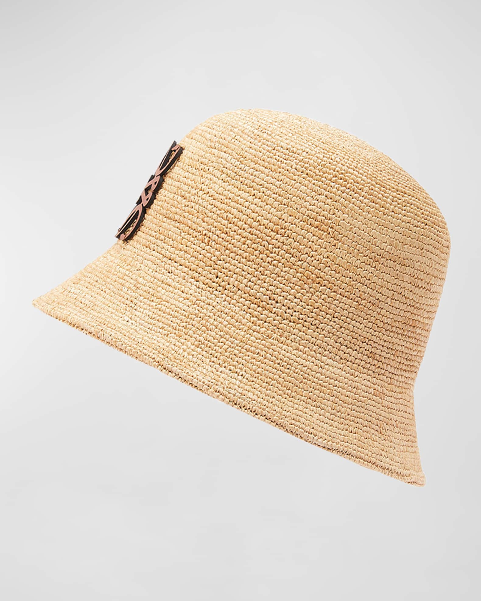 Loewe Anagram Raffia Bucket Hat | Neiman Marcus