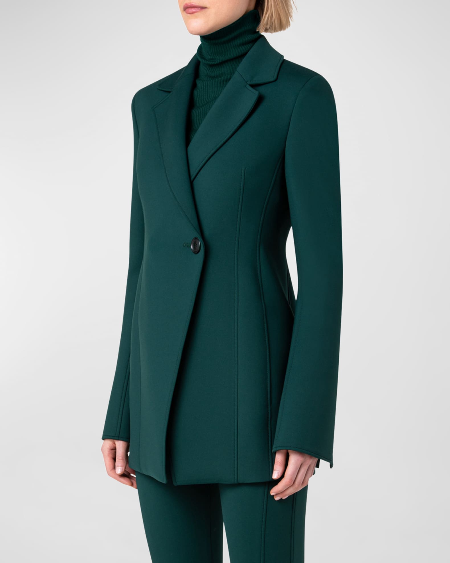 Akris Flared Techno Neoprene Cutaway Jacket | Neiman Marcus
