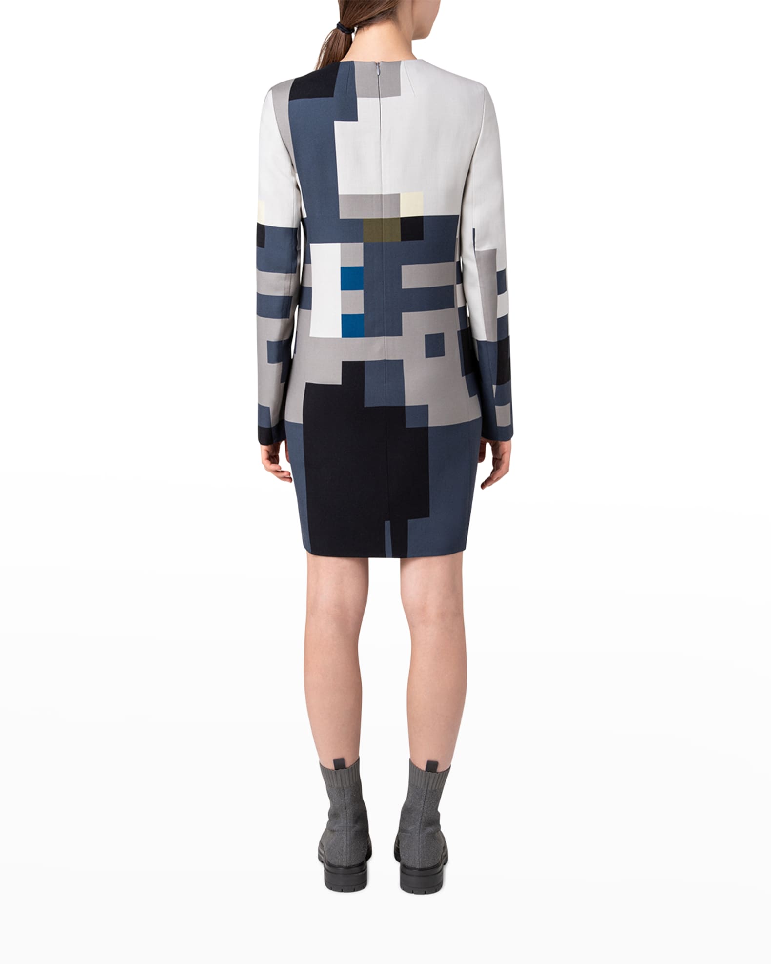 Akris Techno Wool Long-Sleeve Mini Dress | Neiman Marcus
