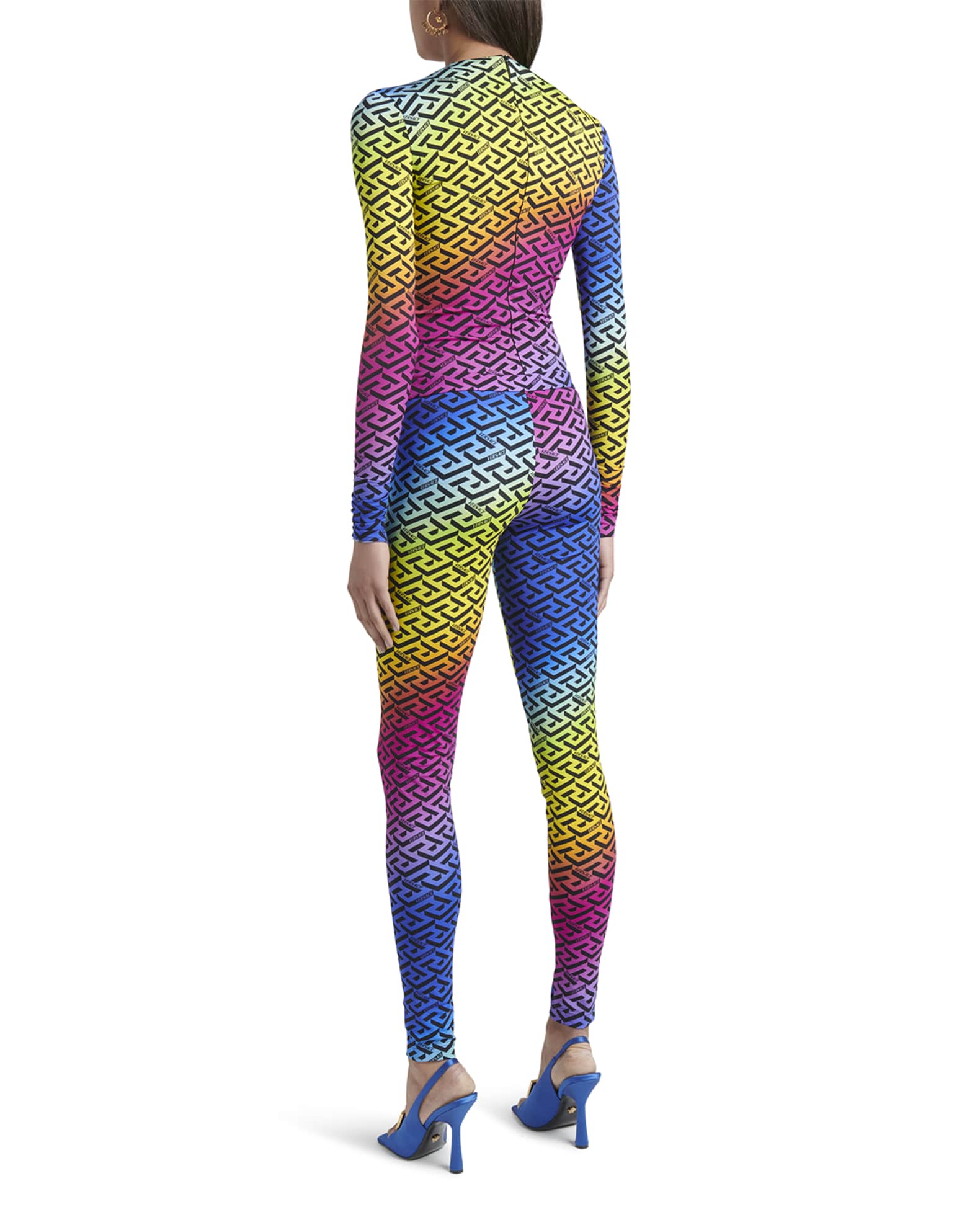Versace Rainbow Greca Cutout Bodysuit | Neiman Marcus
