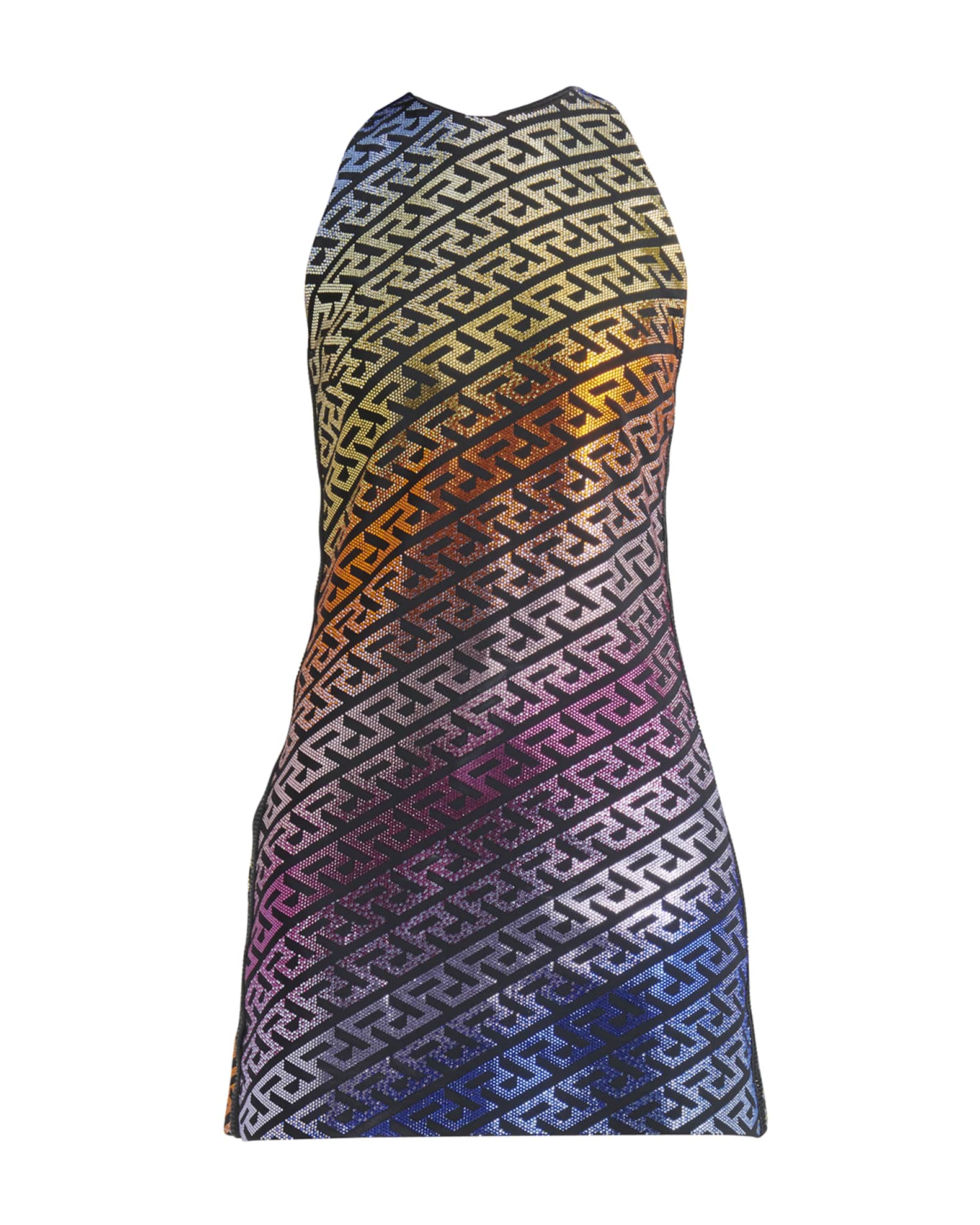 Versace Greca Strass Embellished Mini Dress | Neiman Marcus