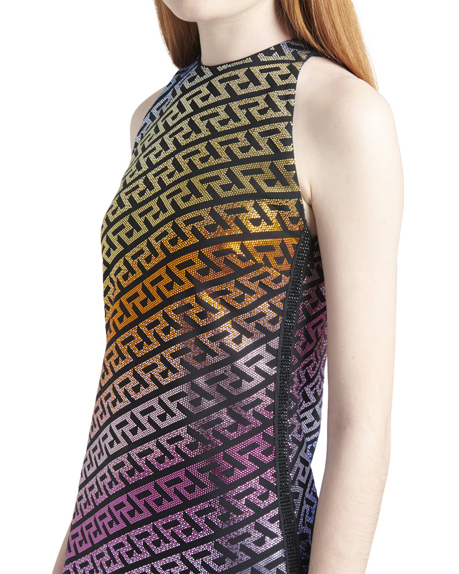 Versace Greca Strass Embellished Mini Dress | Neiman Marcus