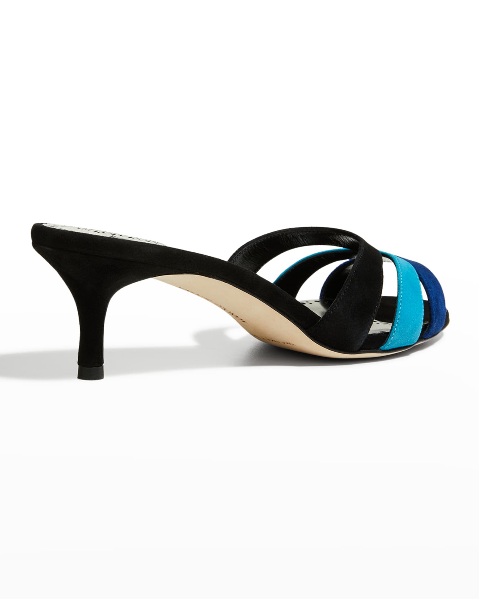 Manolo Blahnik Suspiro Colorblock Suede Mule Sandals | Neiman Marcus