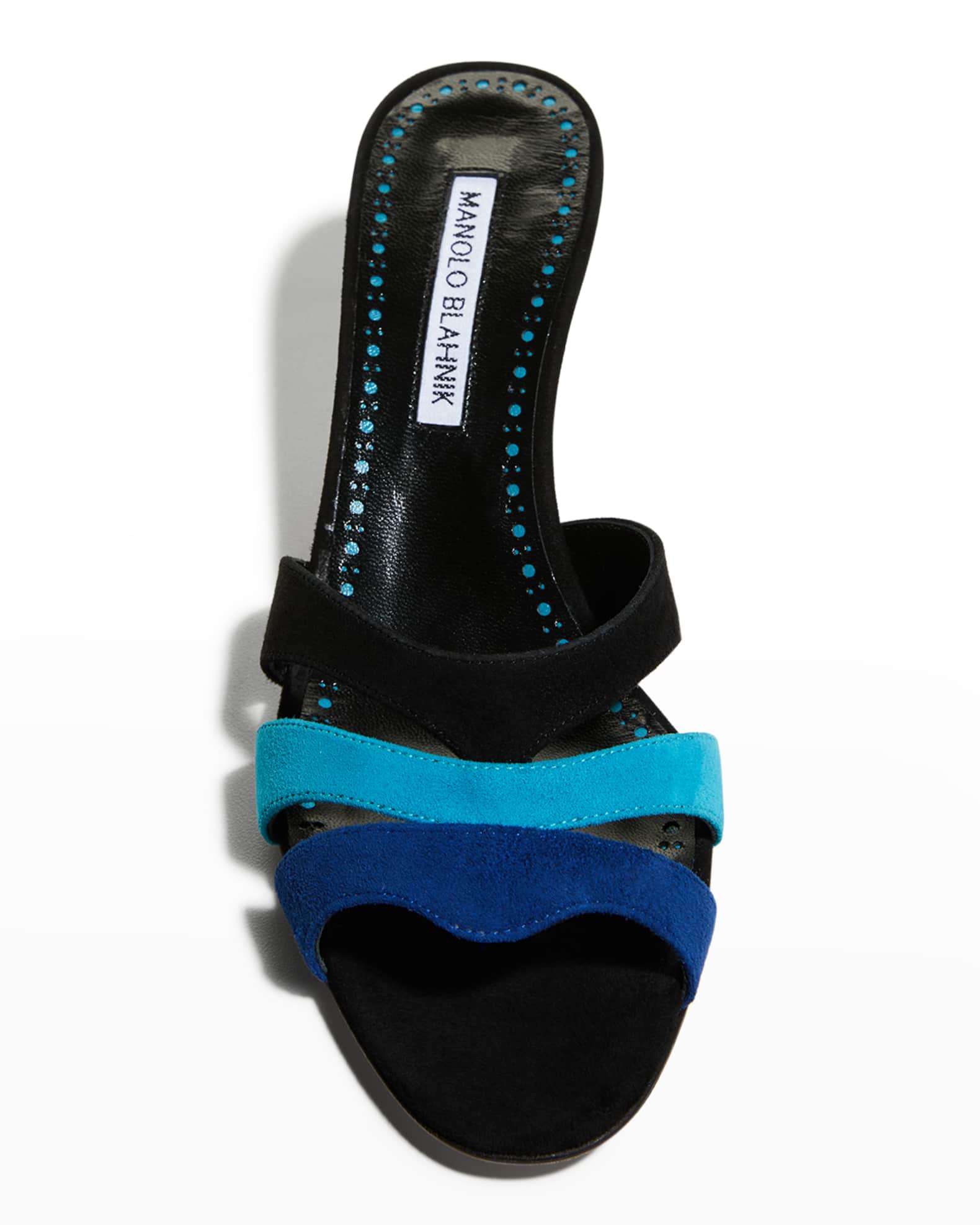 Manolo Blahnik Suspiro Colorblock Suede Mule Sandals | Neiman Marcus