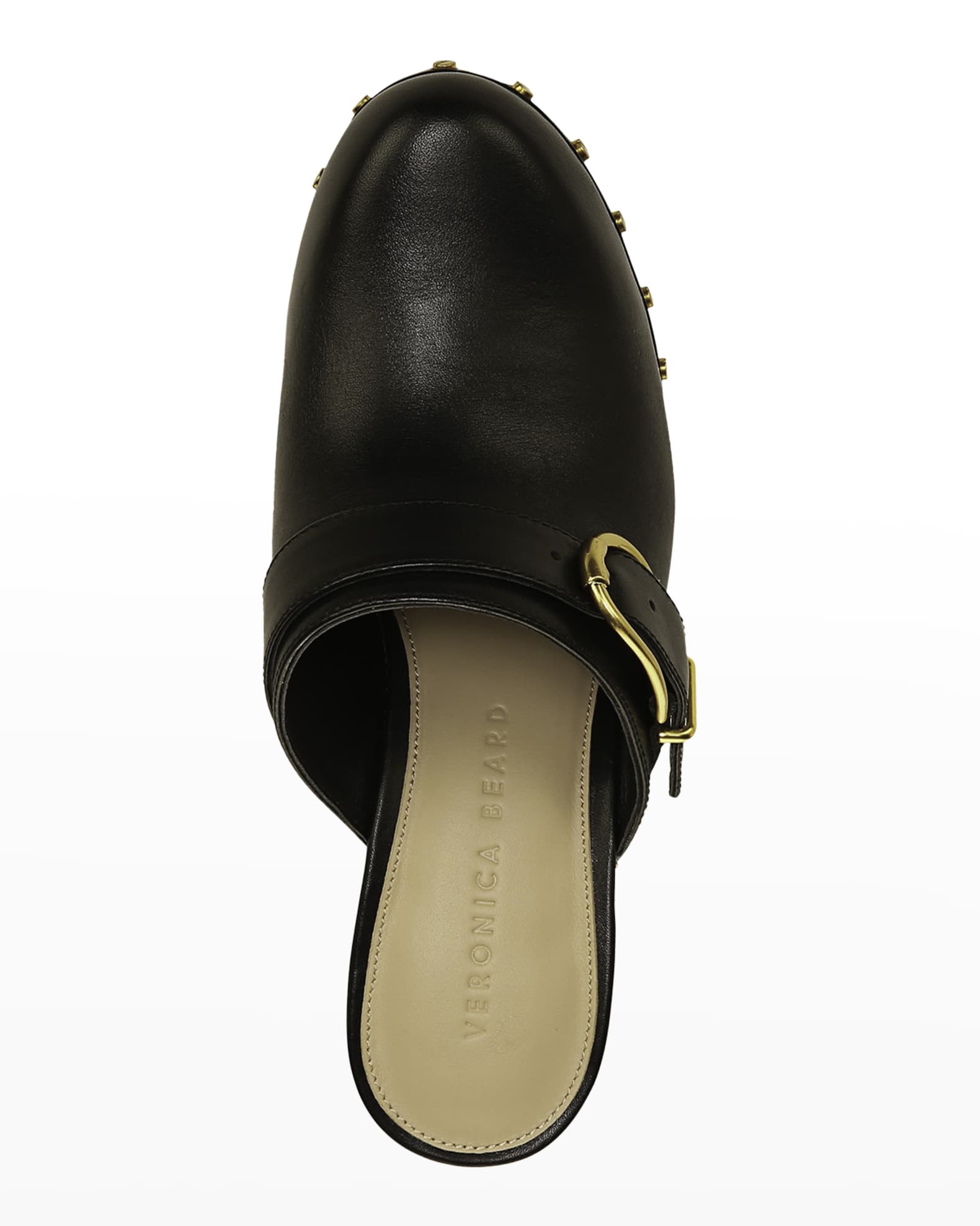 Veronica Beard Hendrix Leather Buckle Clogs | Neiman Marcus