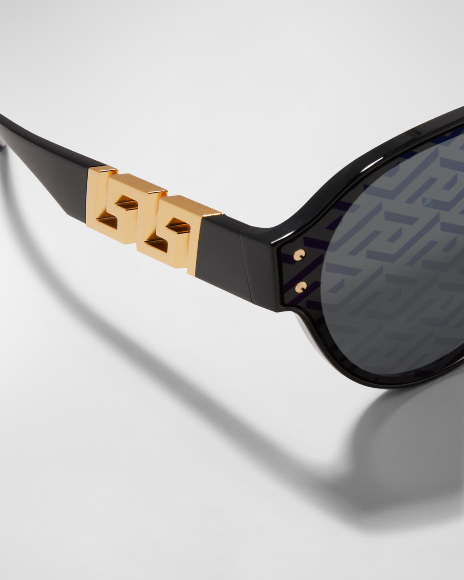 Versace Men's Greca Monogram Round Sunglasses | Neiman Marcus