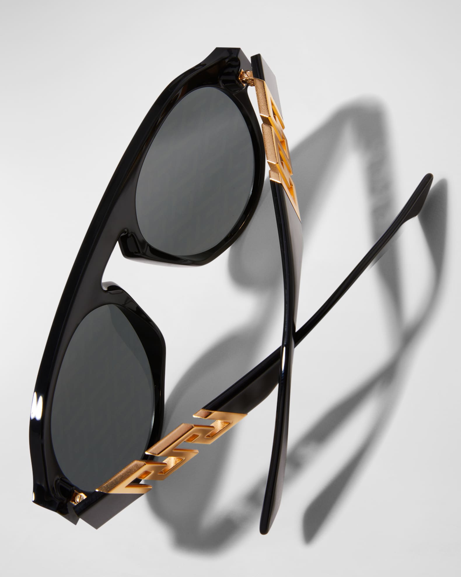 Versace Men's Greca Monogram Round Sunglasses | Neiman Marcus