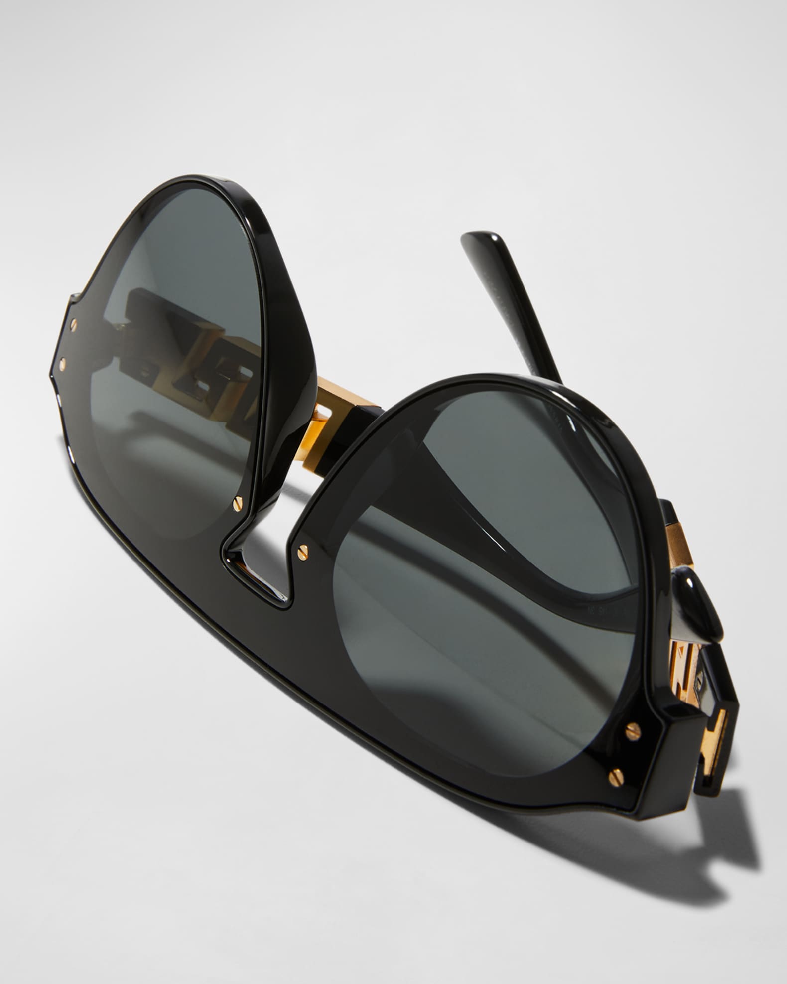 Versace Men's Greca Monogram Round Sunglasses | Neiman Marcus