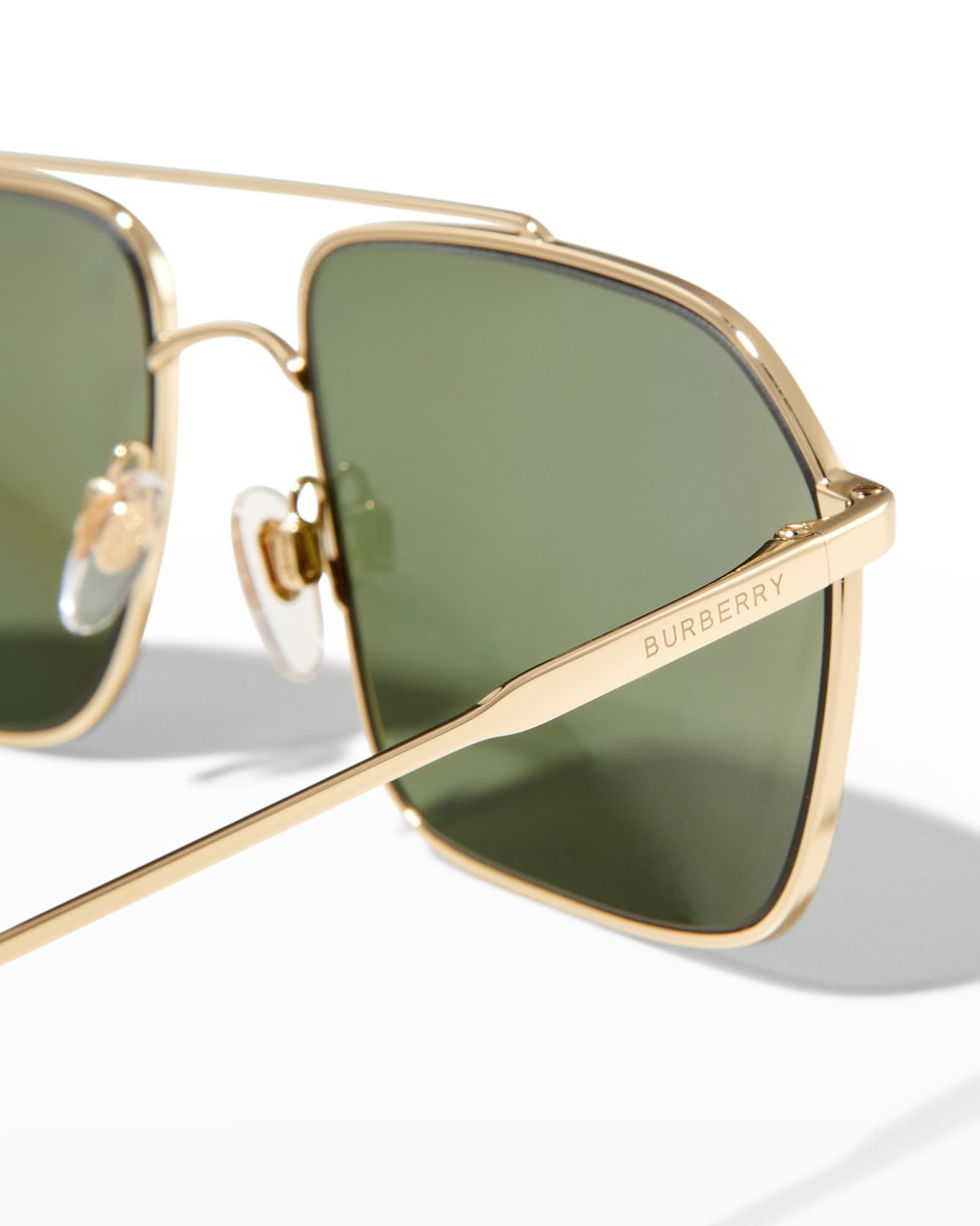 Burberry Men's Double-Bridge Metal Aviator Sunglasses | Neiman Marcus
