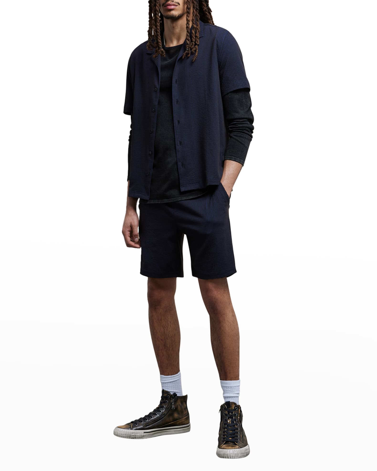 John Varvatos Men's Gary Vertical Jacquard Shorts | Neiman Marcus
