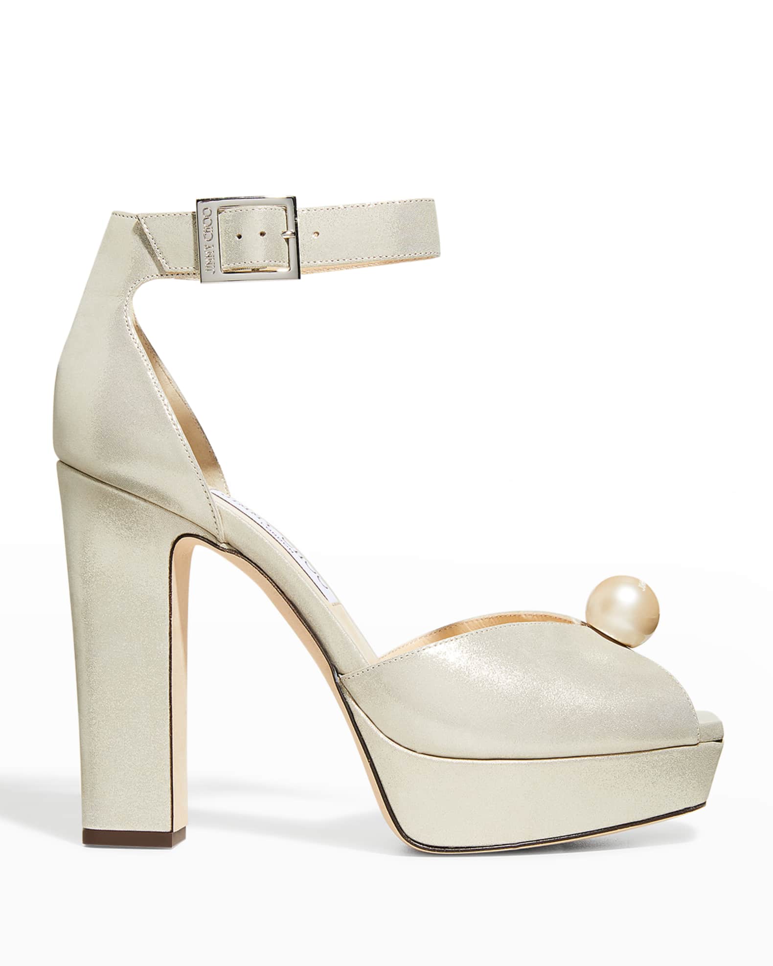 Jimmy Choo Socorie Satin Pearly Platform Sandals | Neiman Marcus