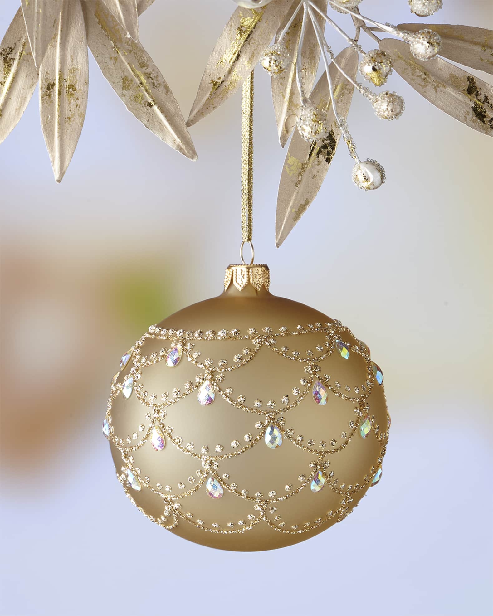 Neiman Marcus 4" Gold Pattern Holiday Ball Ornament | Neiman Marcus