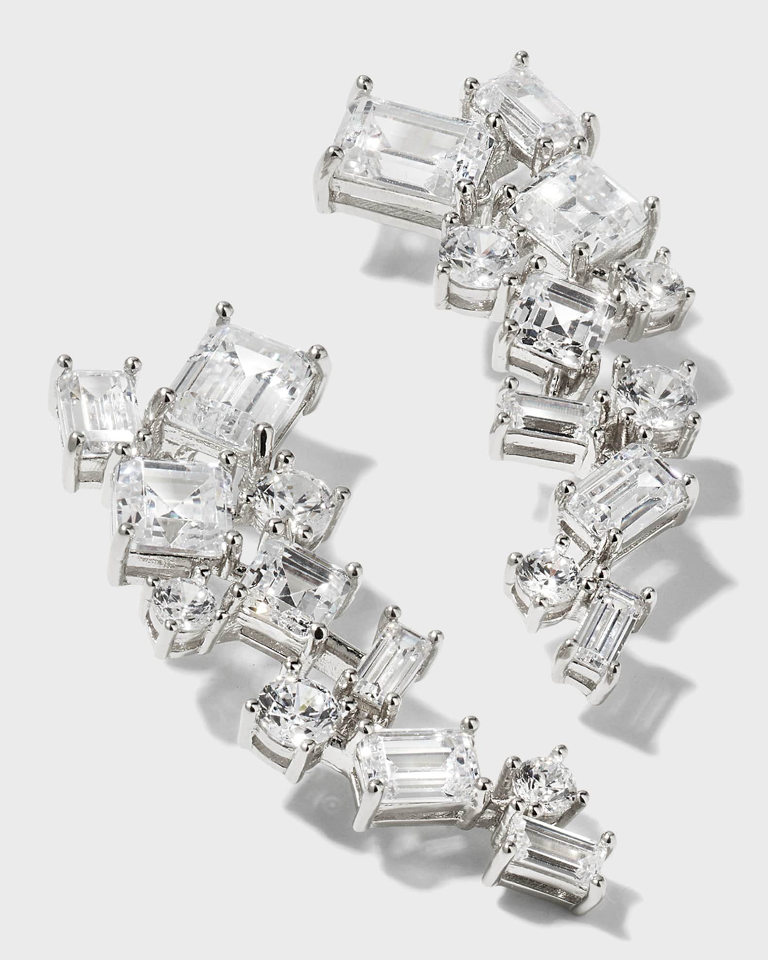 Golconda by Kenneth Jay Lane Emerald, Round and Multi-Shape Scatter Earring Crawlers, 16.0 ...