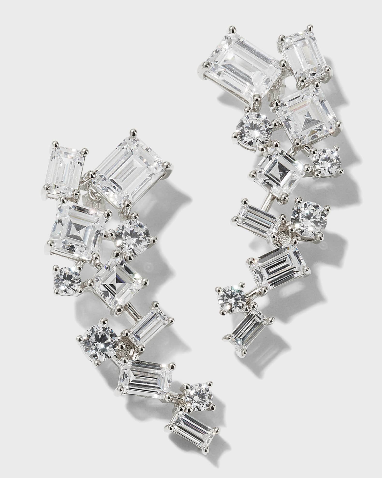 Golconda by Kenneth Jay Lane Emerald, Round and Multi-Shape Scatter Earring Crawlers, 16.0 ...