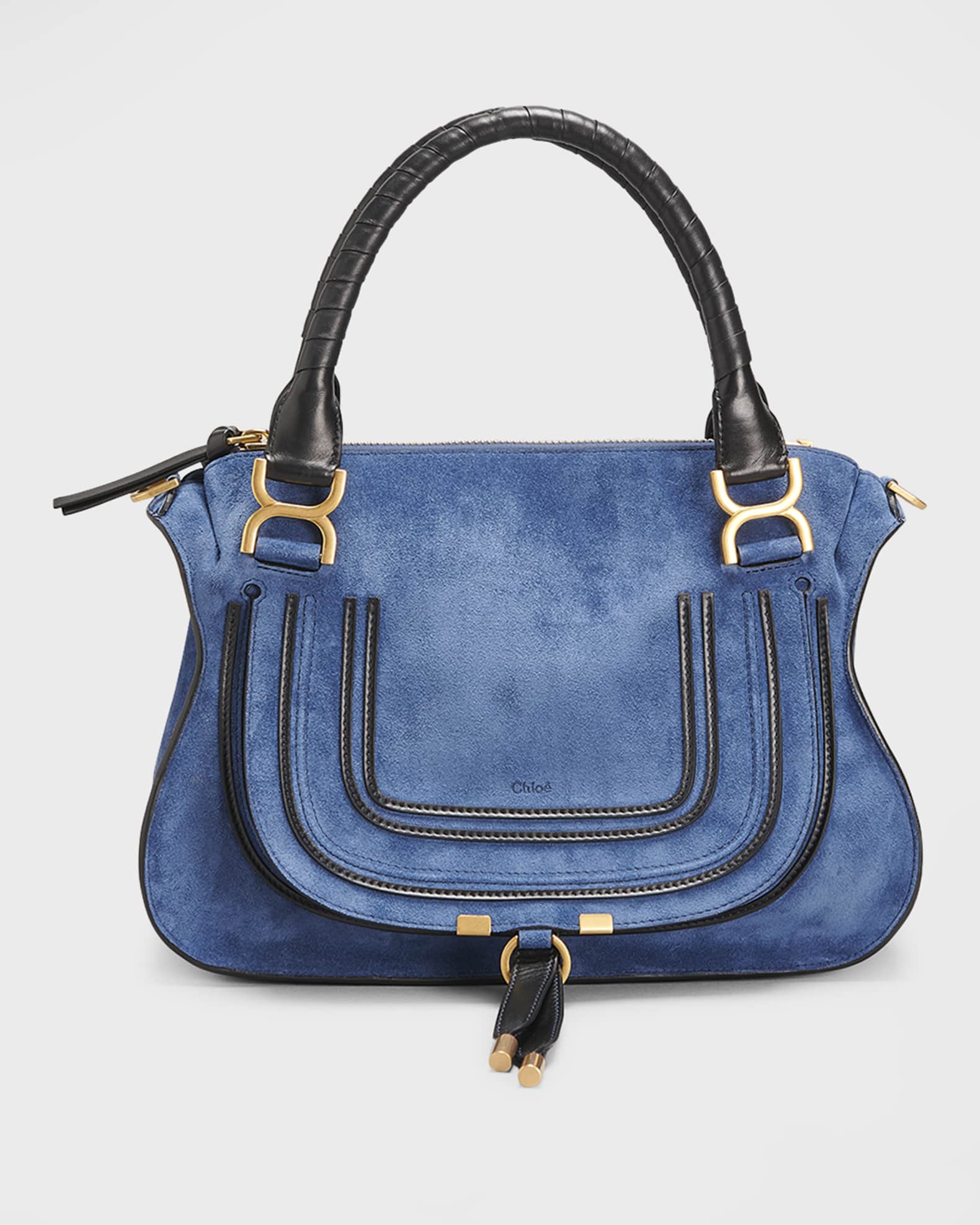 Chloe Marcie Medium Zip Suede Satchel Bag | Neiman Marcus
