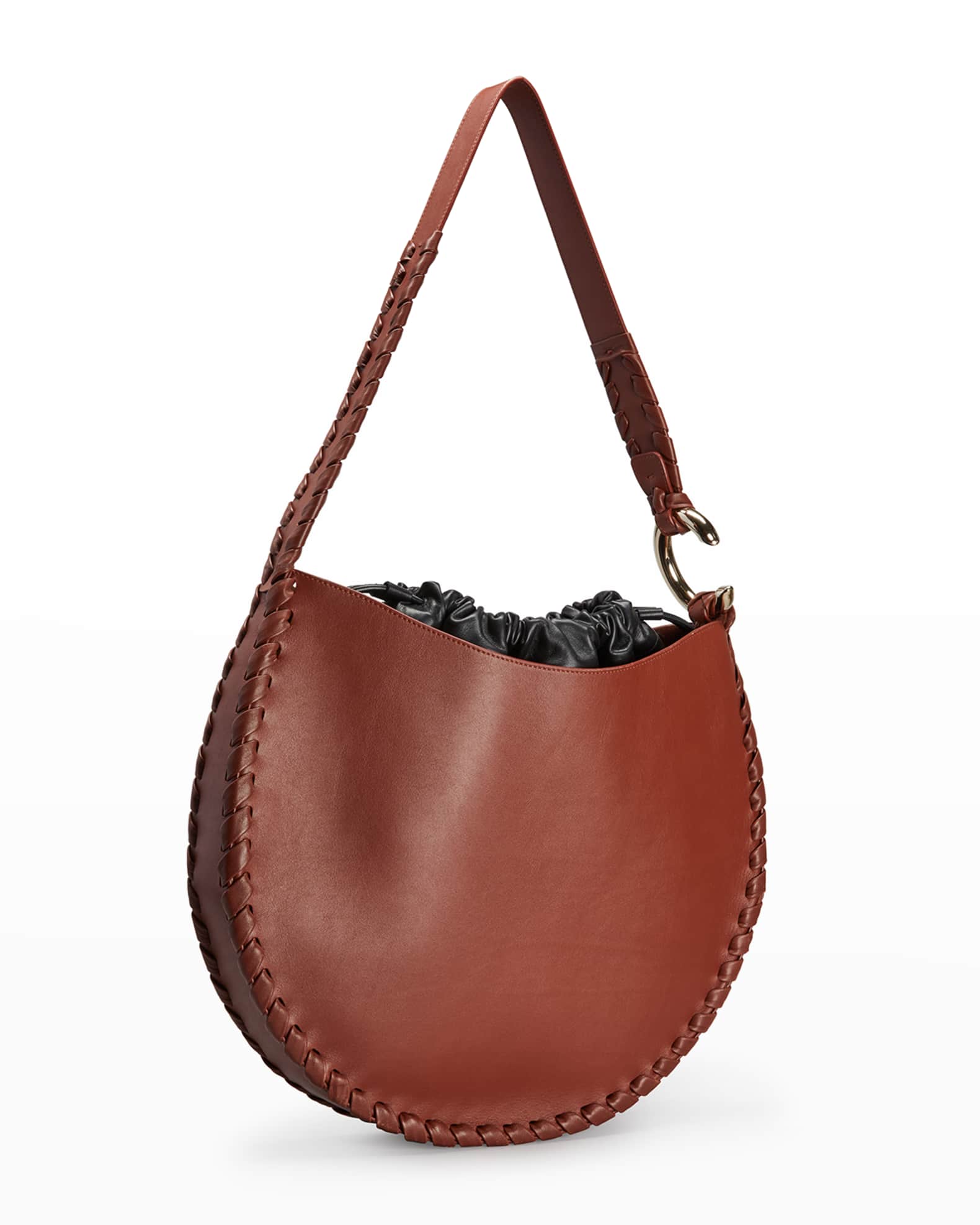 Chloe Mate Large Woven Leather Drawstring Hobo Bag | Neiman Marcus