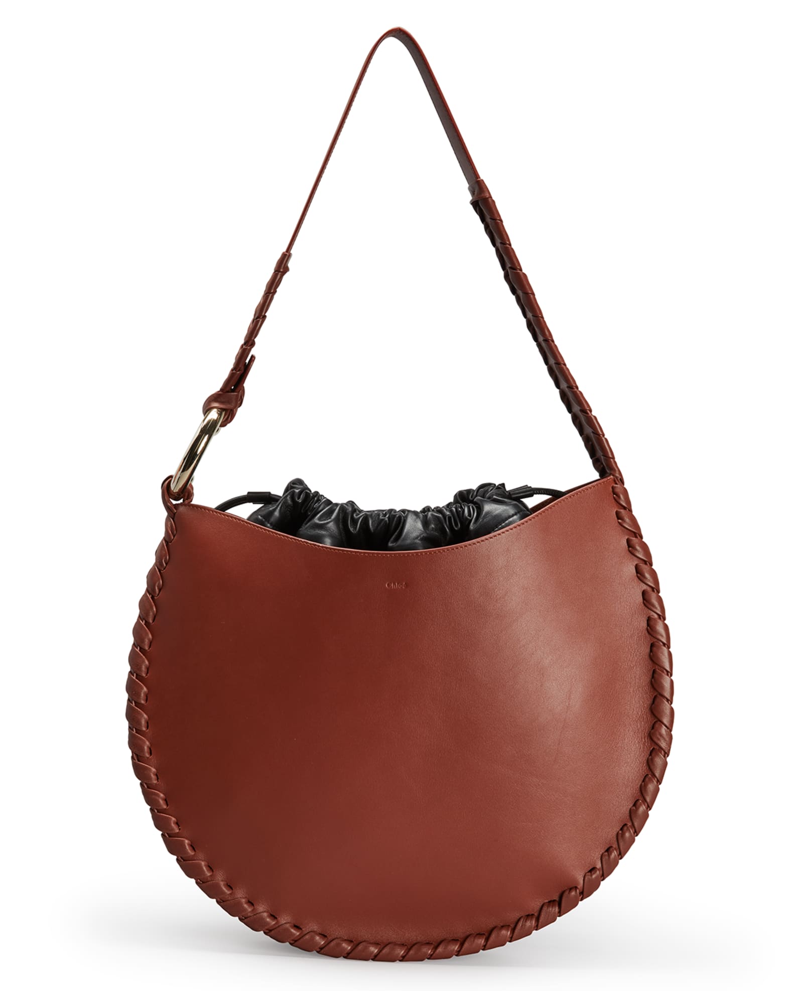 Chloe Mate Large Woven Leather Drawstring Hobo Bag | Neiman Marcus