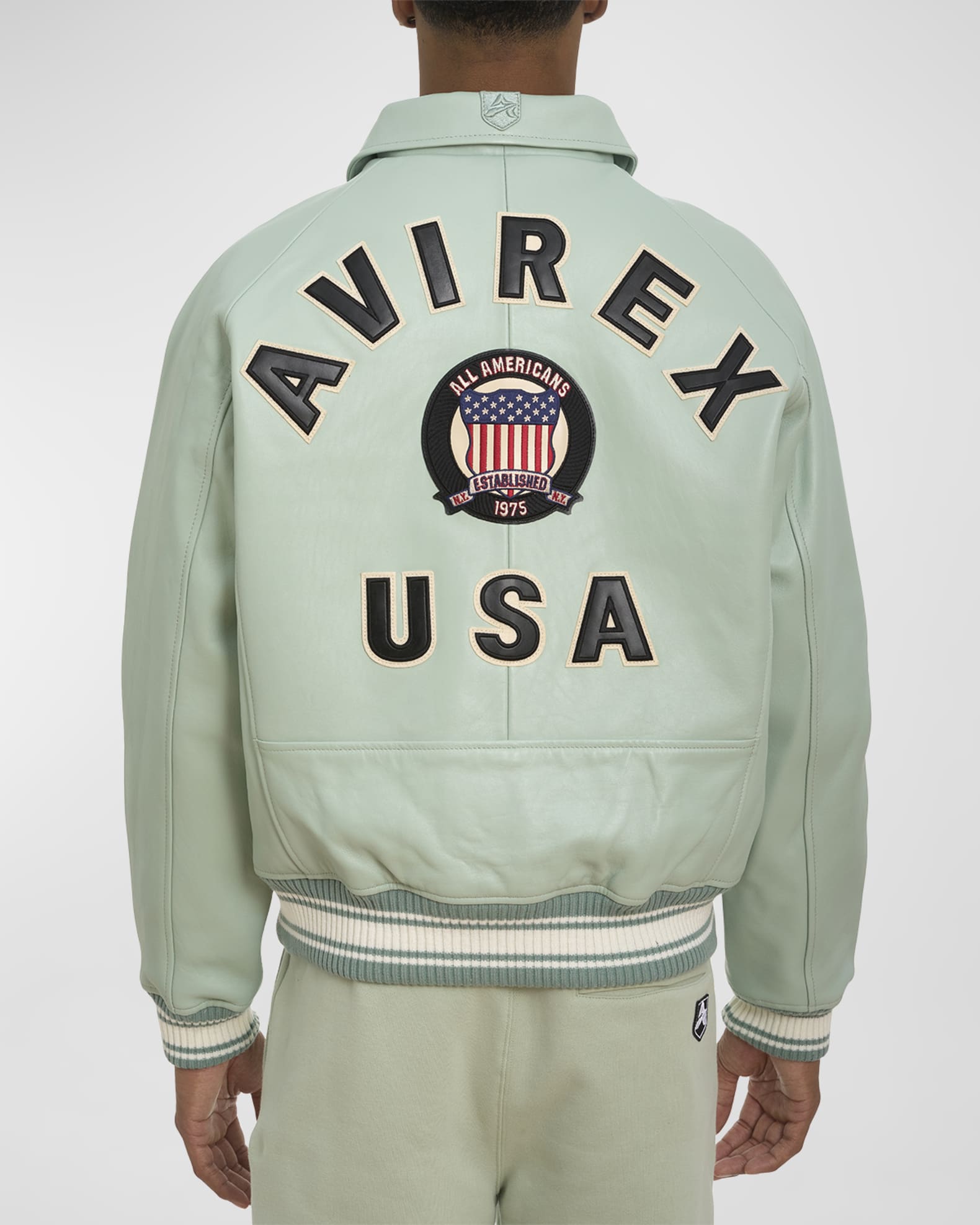 AVIREX Men's Icon Logo Leather Bomber Jacket | Neiman Marcus