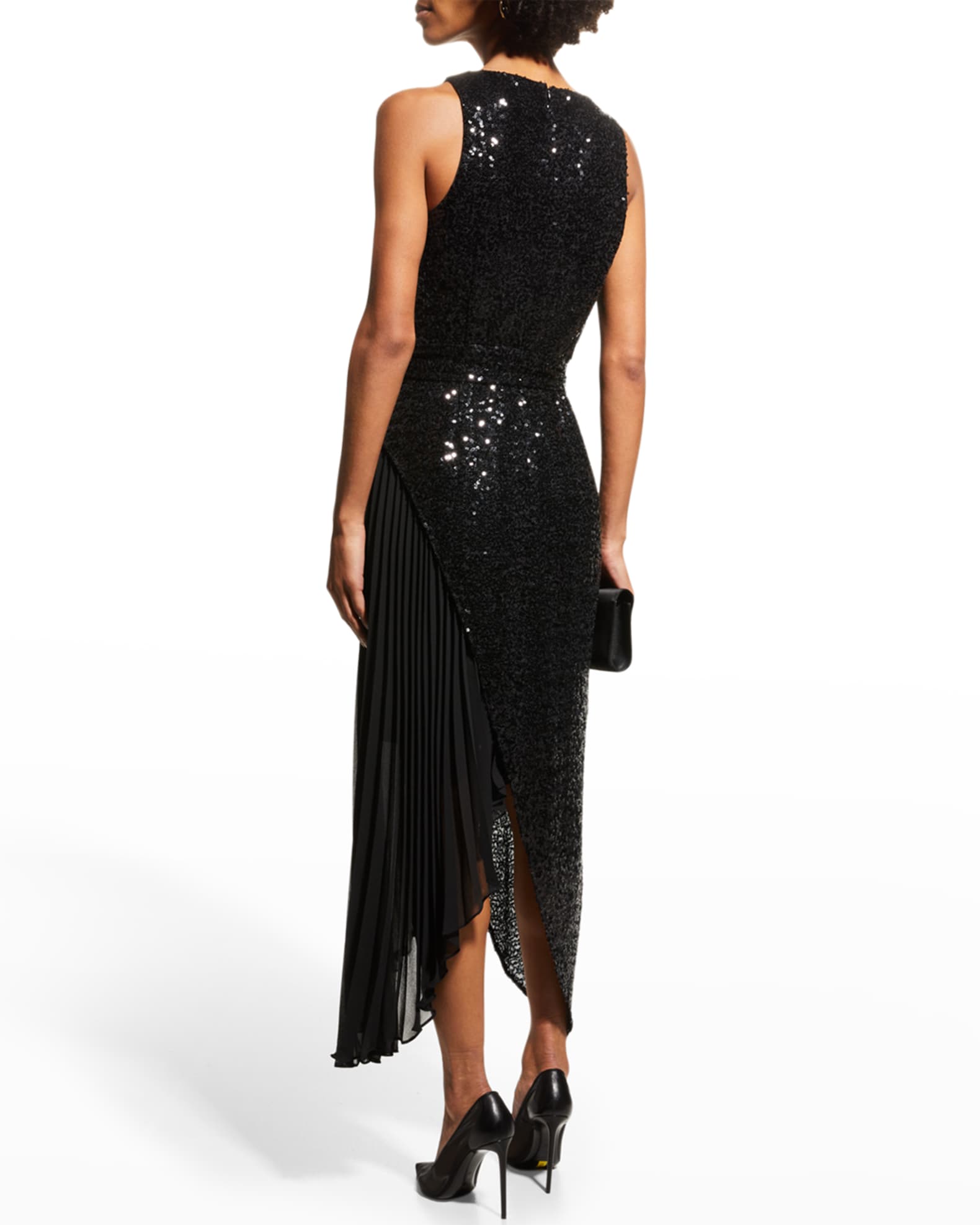 Badgley Mischka Collection Sequin High-Low Cocktail Dress | Neiman Marcus