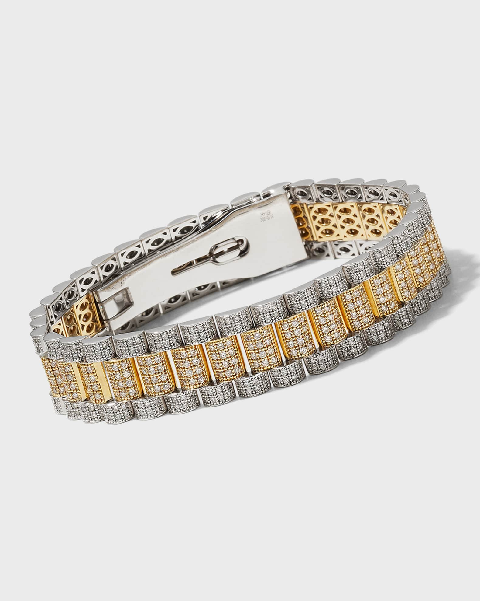Heera Moti White and Yellow Gold Pave Diamond Link Bracelet | Neiman Marcus
