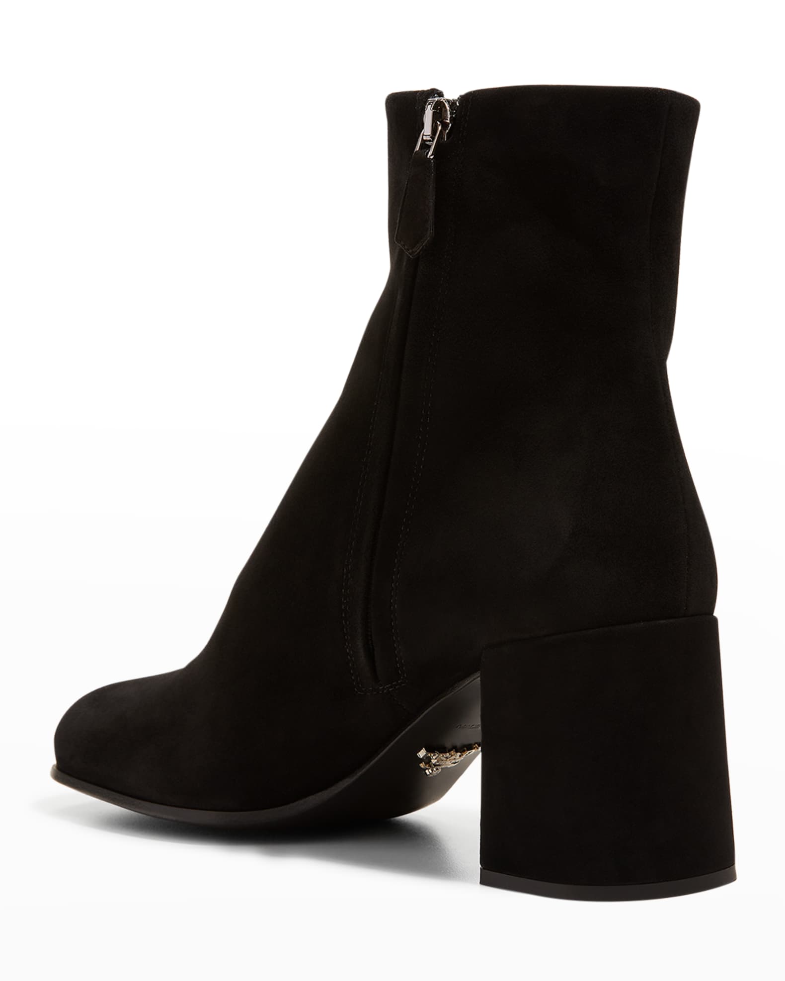 Prada Suede Zip Ankle Booties | Neiman Marcus
