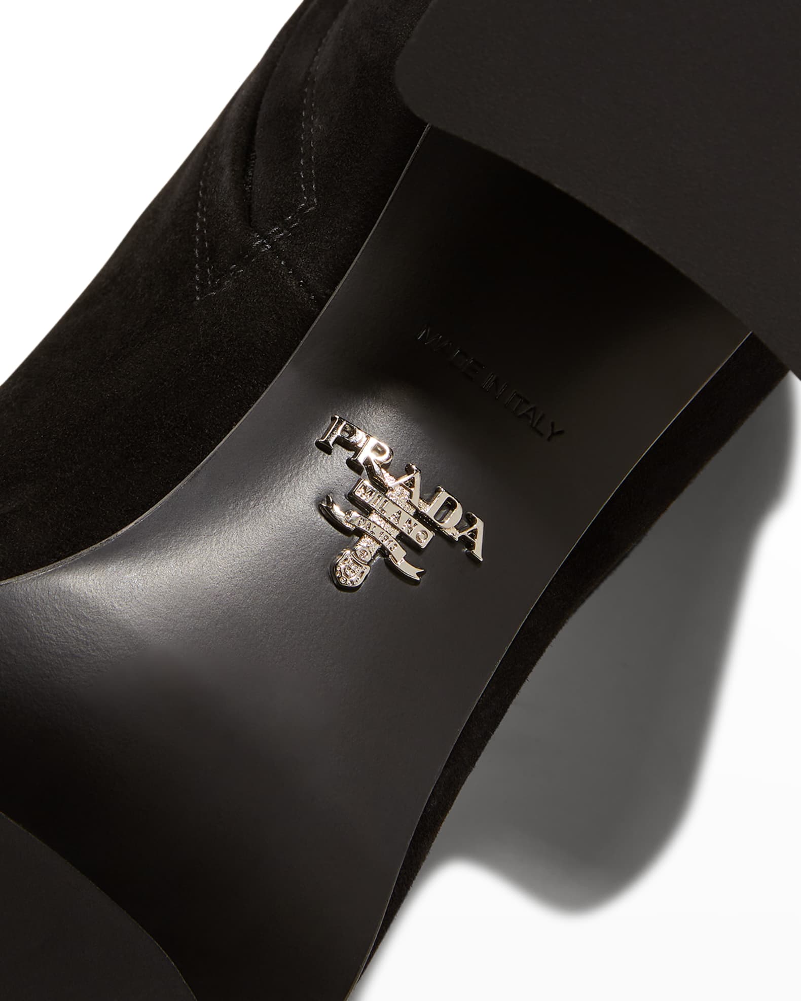 Prada Suede Zip Ankle Booties | Neiman Marcus