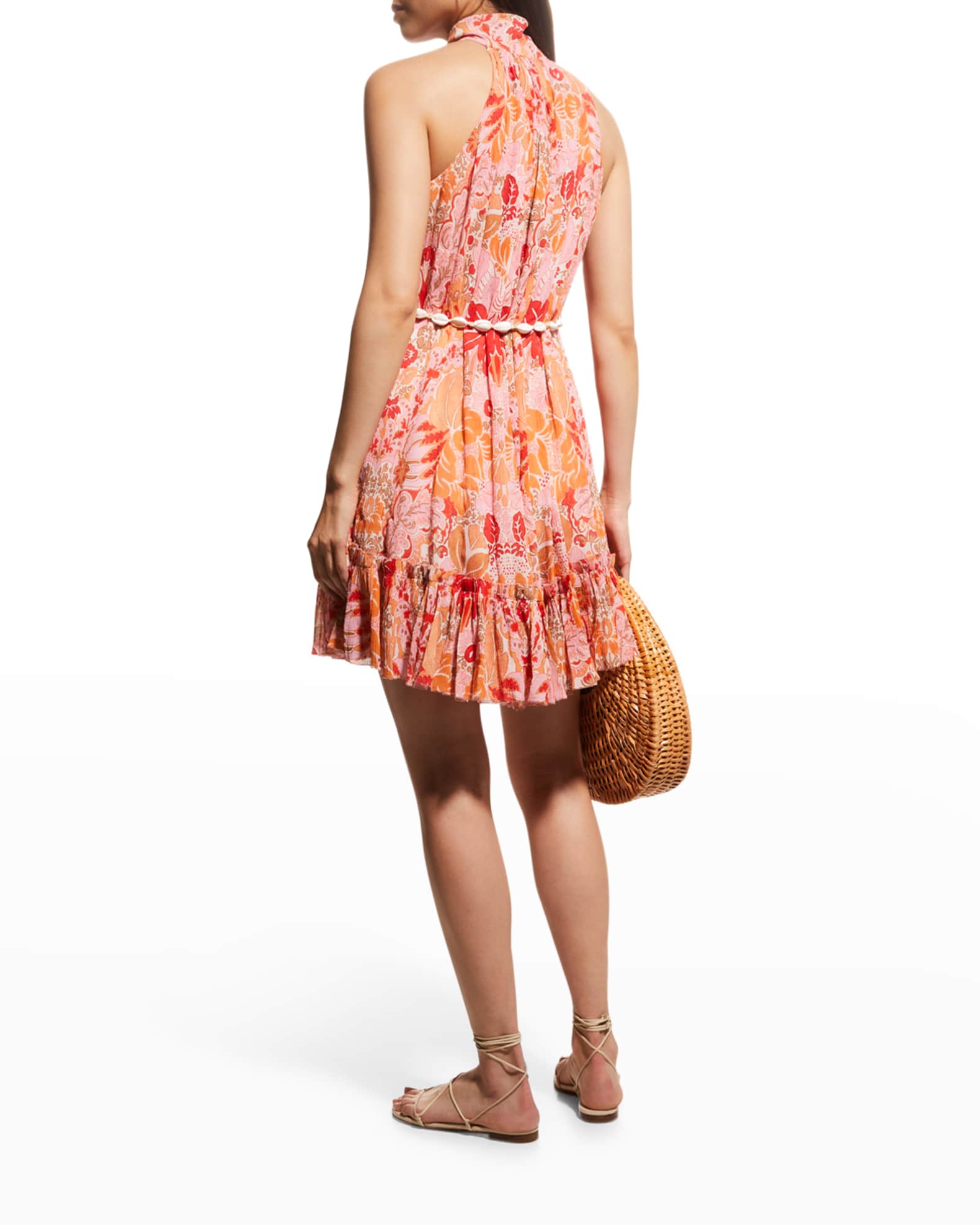 Zimmermann Violet Mini Button-Front Halter Dress | Neiman Marcus