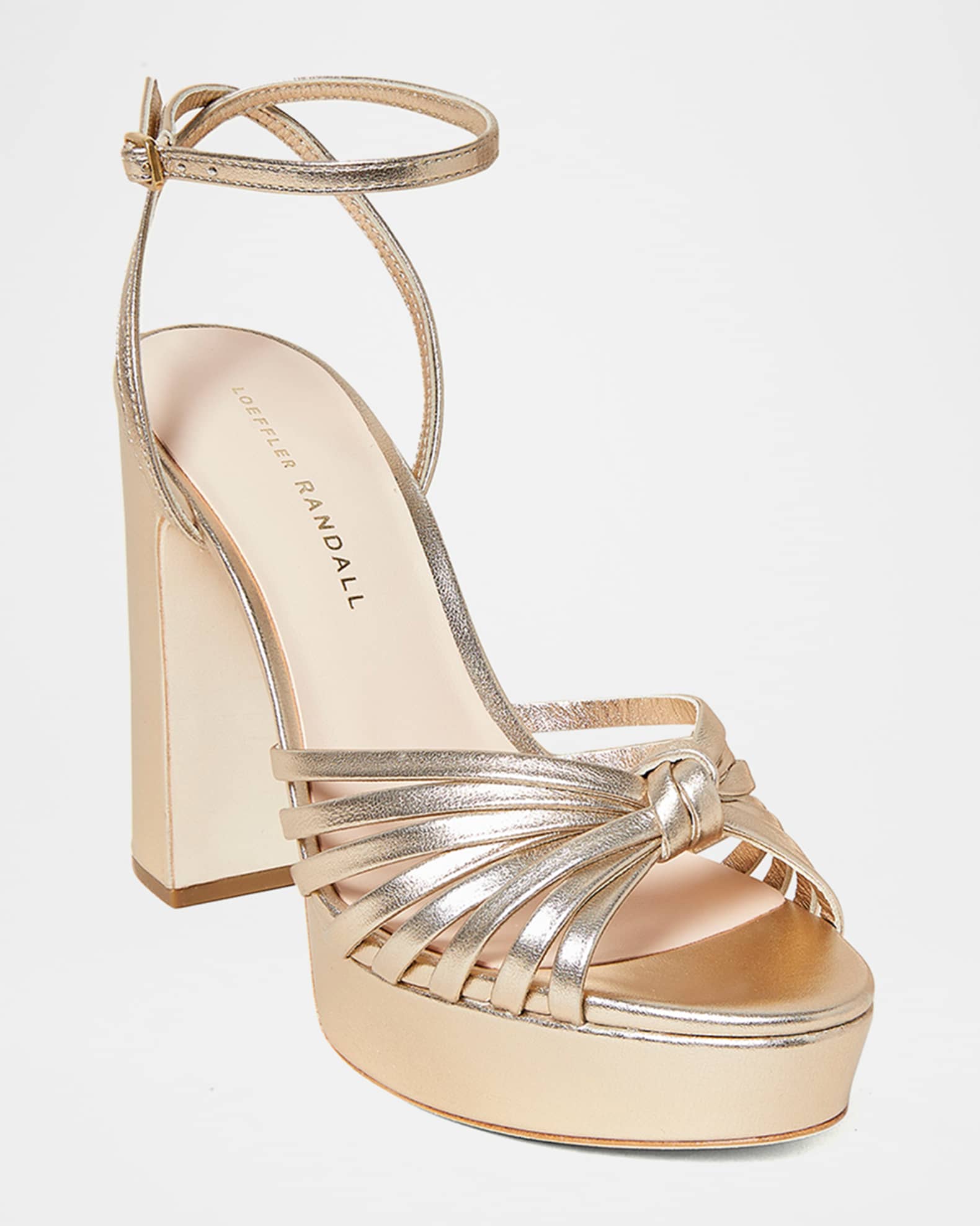 Loeffler Randall Rivka Metallic Knot Platform Sandals | Neiman Marcus