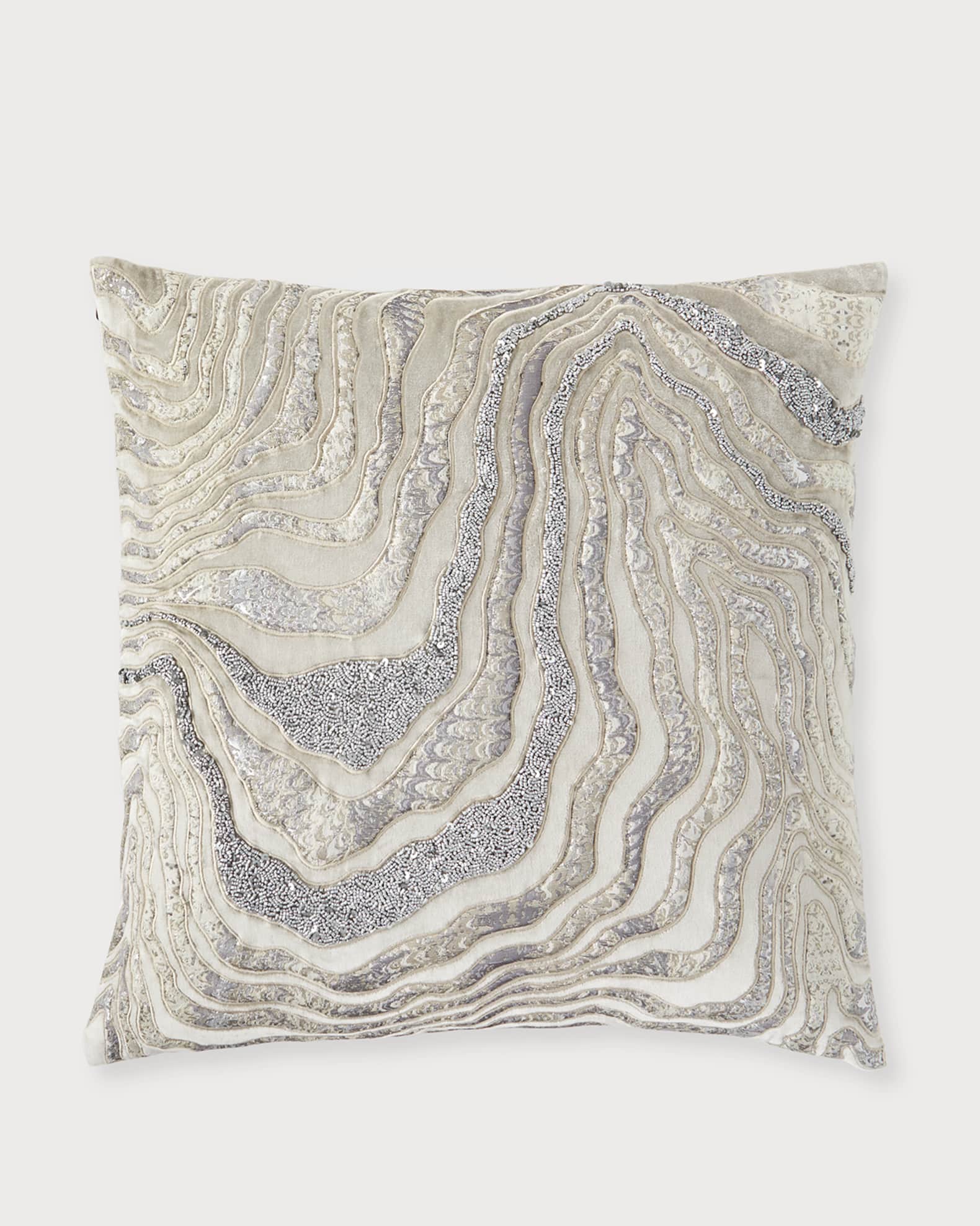 Callisto Home Silver Velvet Decorative Pillow, 22"Sq. | Neiman Marcus