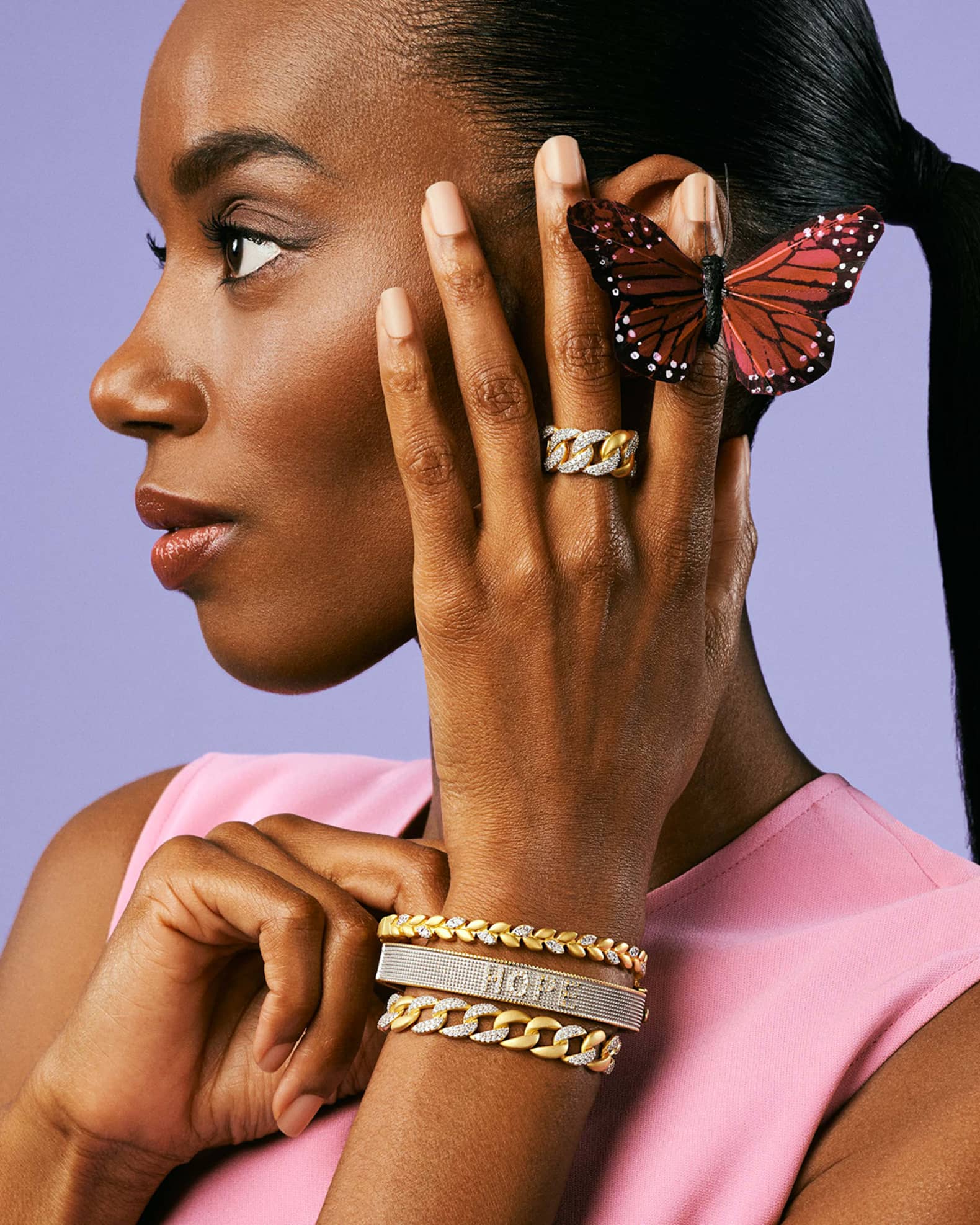 Freida Rothman Sparkling Petals Hinge Bangle | Neiman Marcus