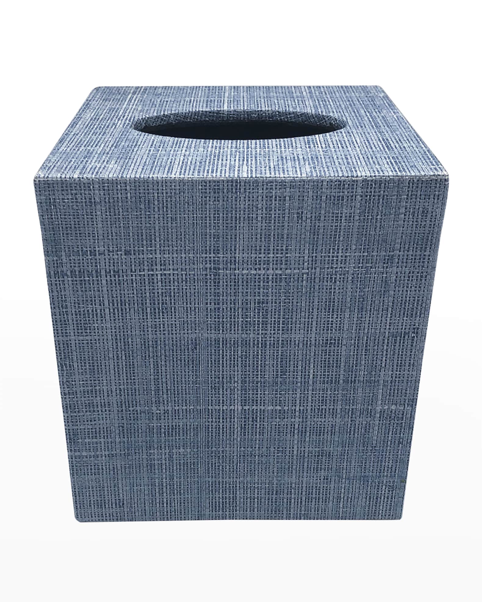 Mariposa Jute Cube Tissue Box Cover, Heather Blue | Neiman Marcus