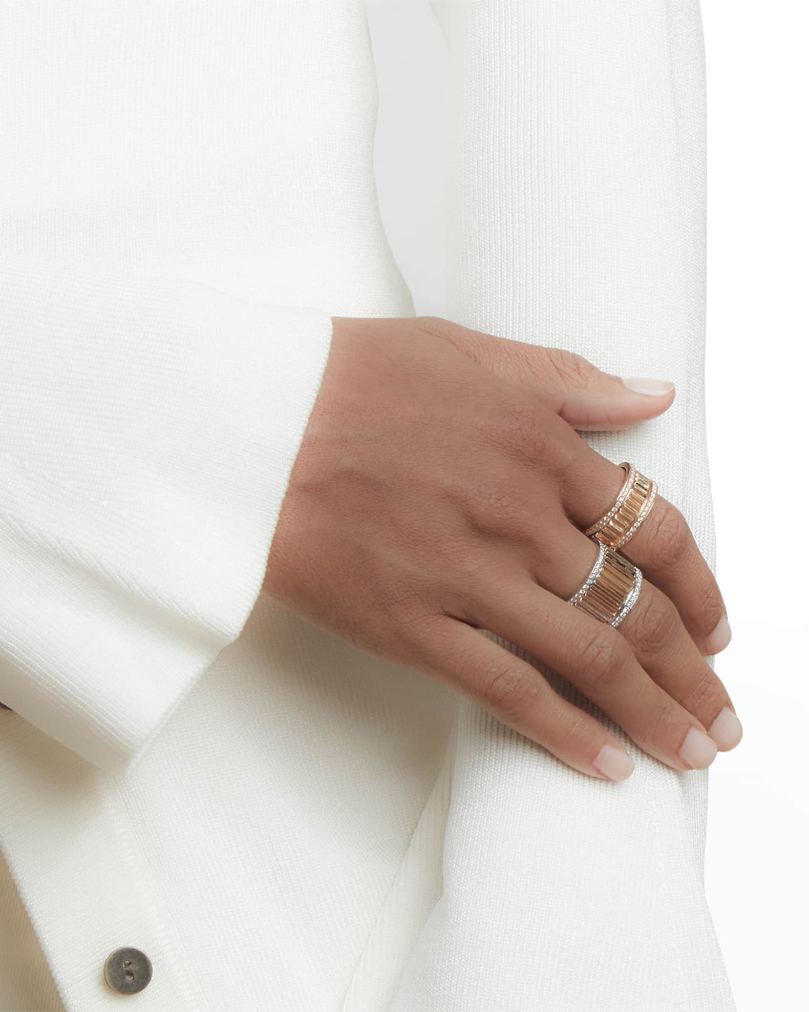 Walters Faith Rose Gold Diamond 10mm Fluted Band Ring, Size 6.5 ...