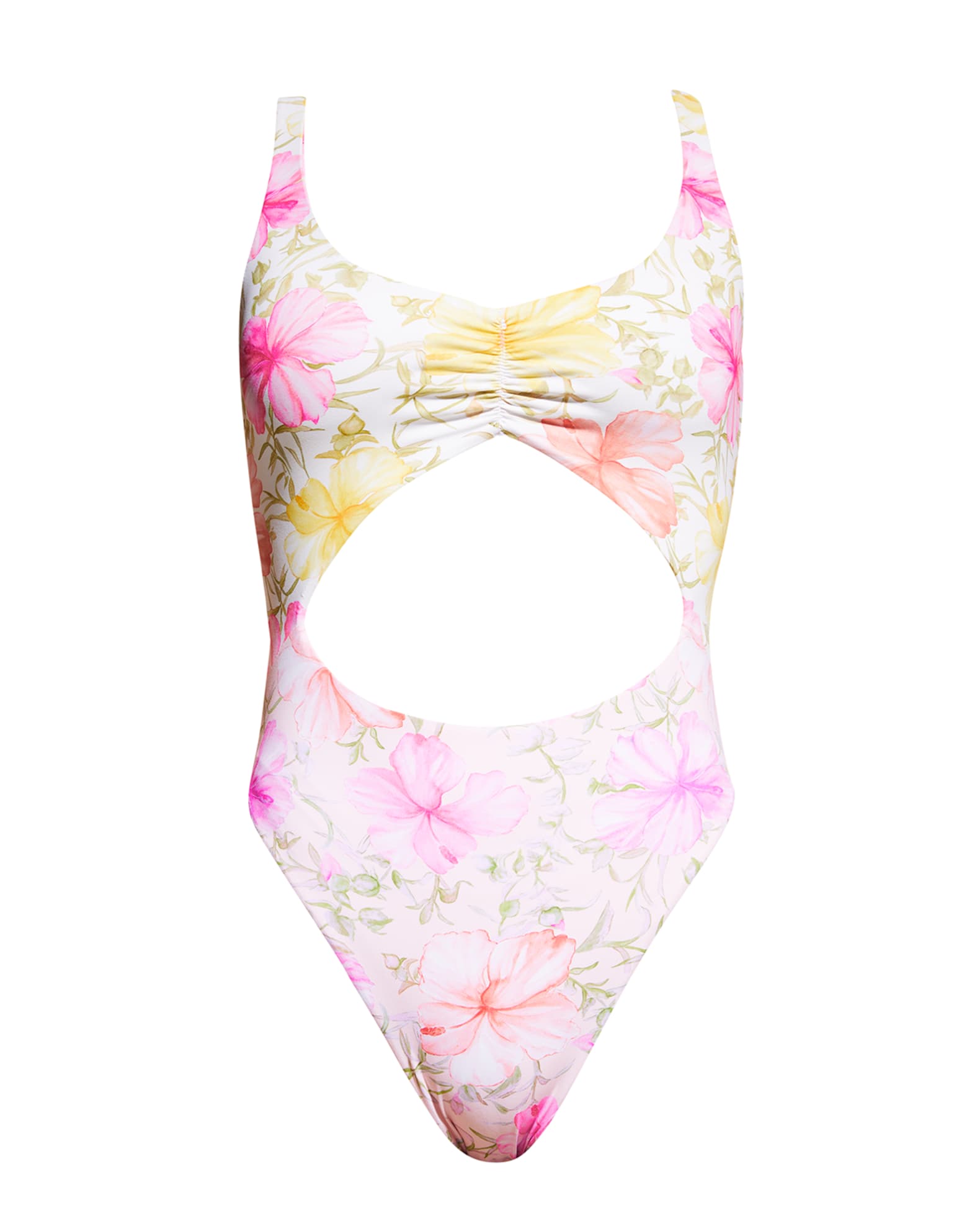 HURLEY Floral Cutout One-Piece Swimsuit | Neiman Marcus
