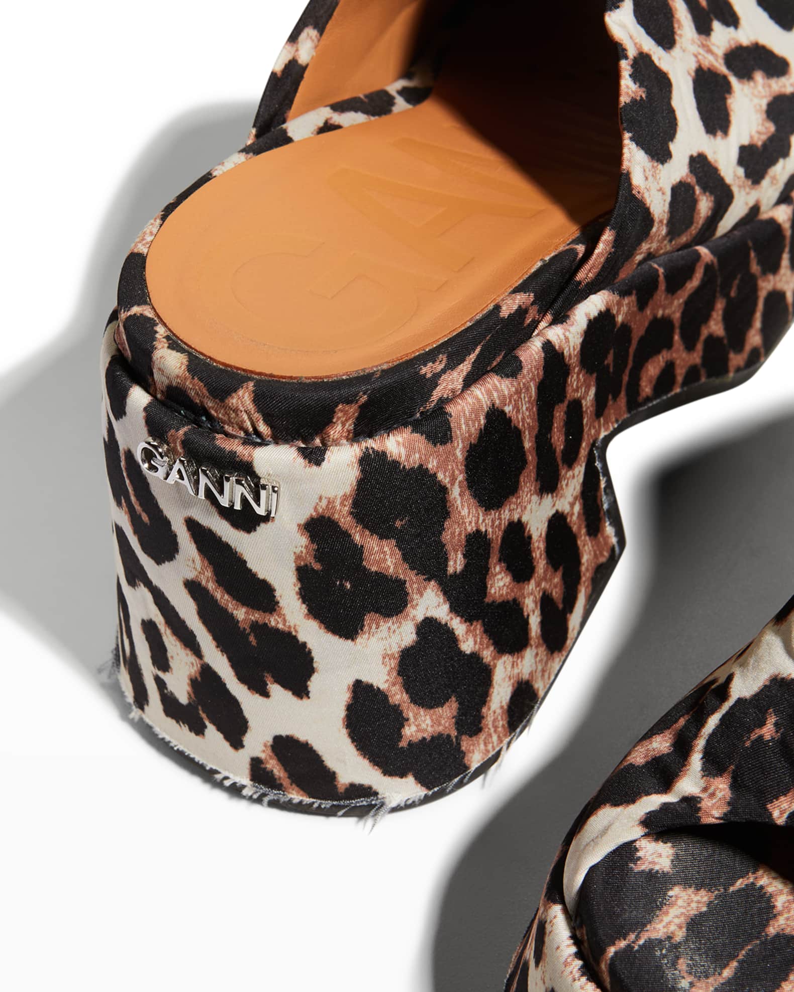 Ganni Retro Leopard-Print Platform Mules | Neiman Marcus