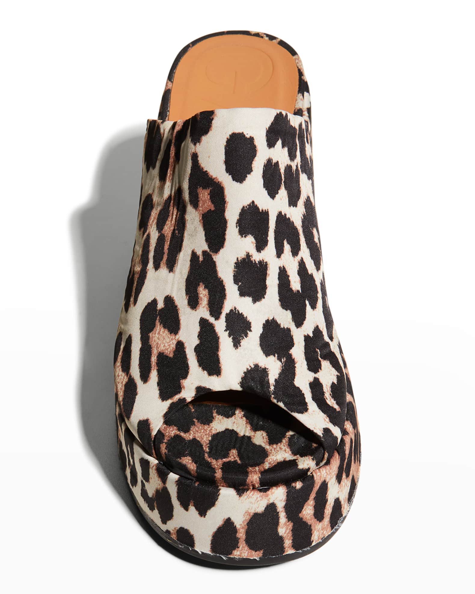 Ganni Retro Leopard-Print Platform Mules | Neiman Marcus
