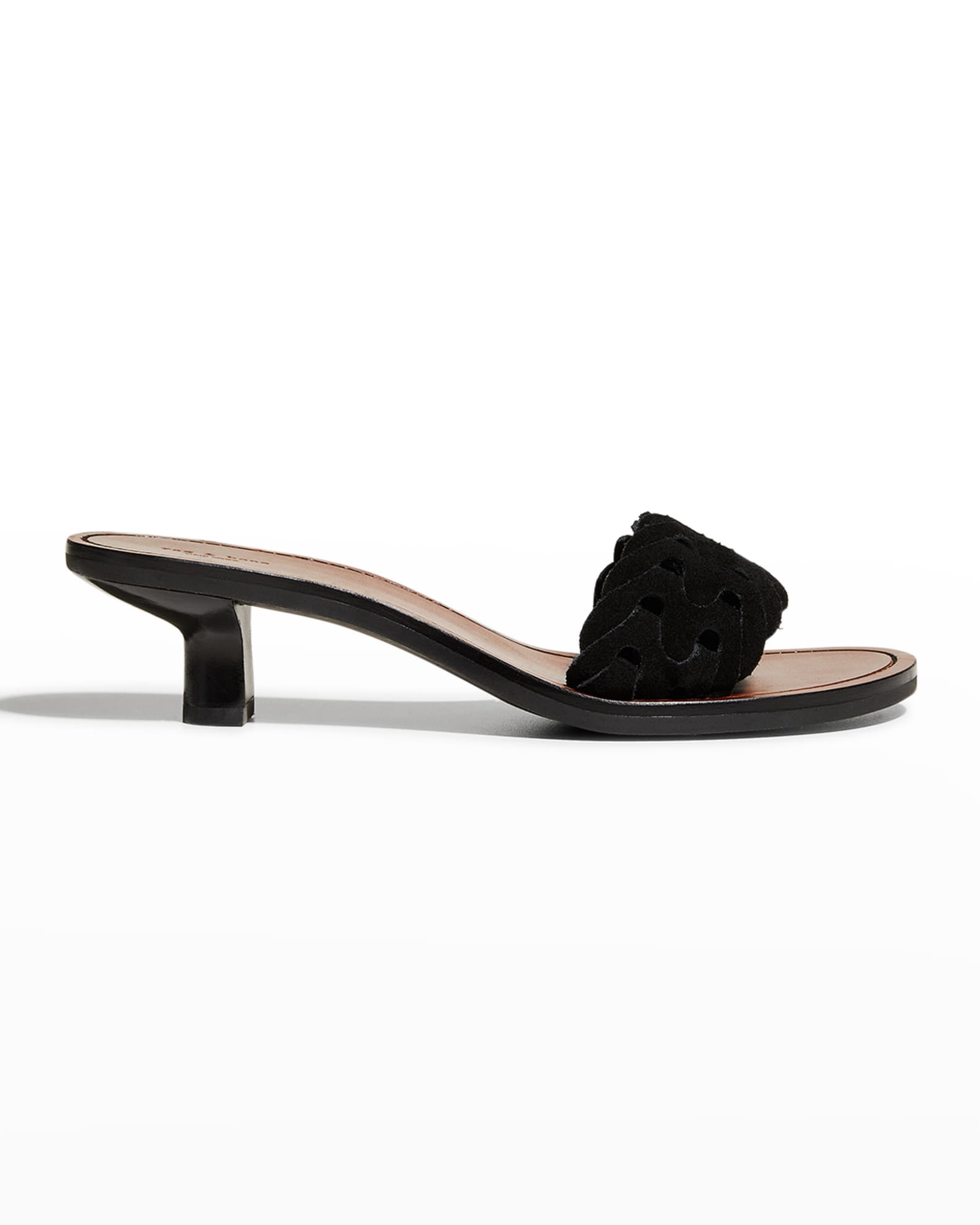 Rag & Bone Melrose Woven Suede Kitten-Heel Sandals | Neiman Marcus