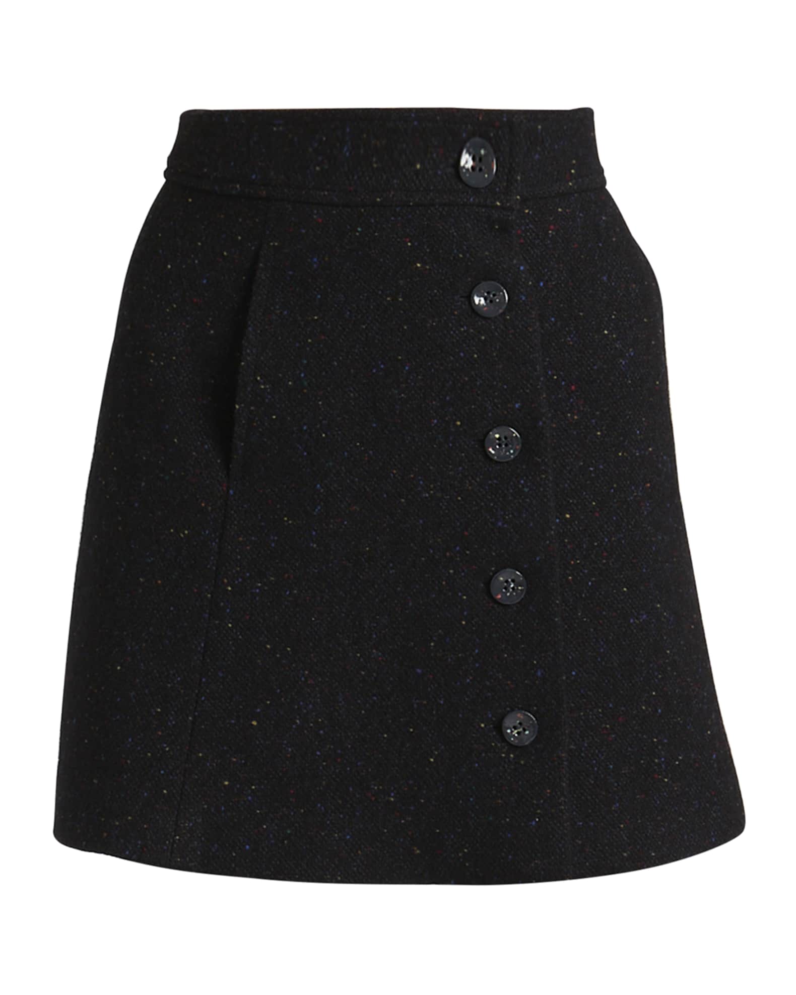 Chloe Speckled Button-Front A-Line Mini Skirt | Neiman Marcus