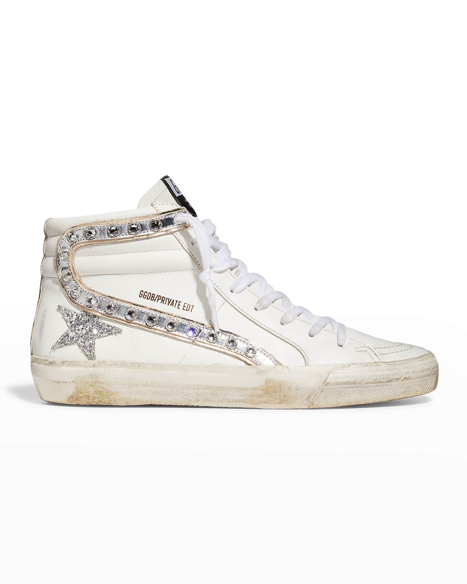 Golden Goose Slide Crystal Leather Mid Sneakers | Neiman Marcus