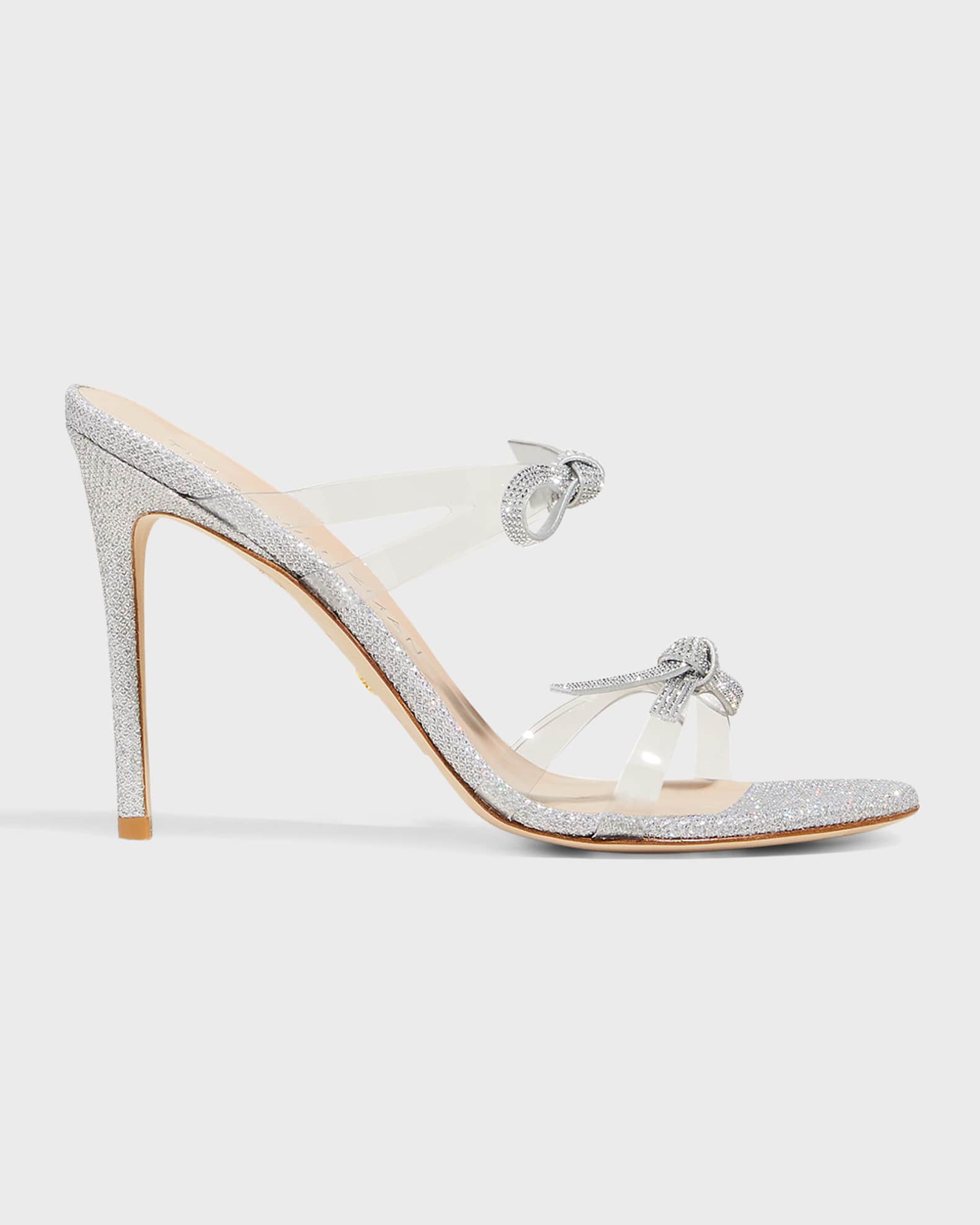 Stuart Weitzman SW Bow 100mm Slide Sandals | Neiman Marcus